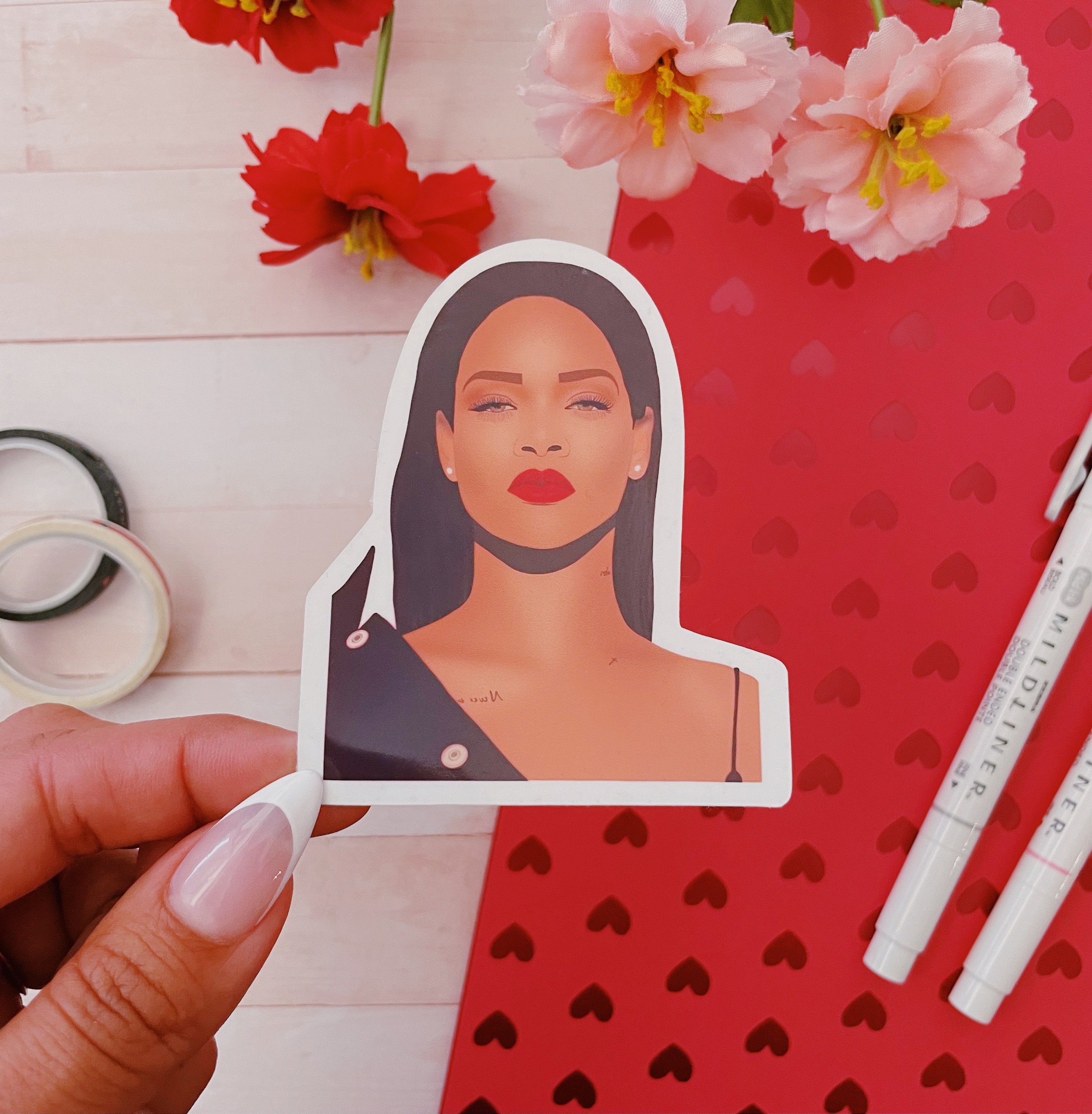 Rihanna Sticker, Handmade, Weatherproof- Glossy Badgalriri, Robin ...