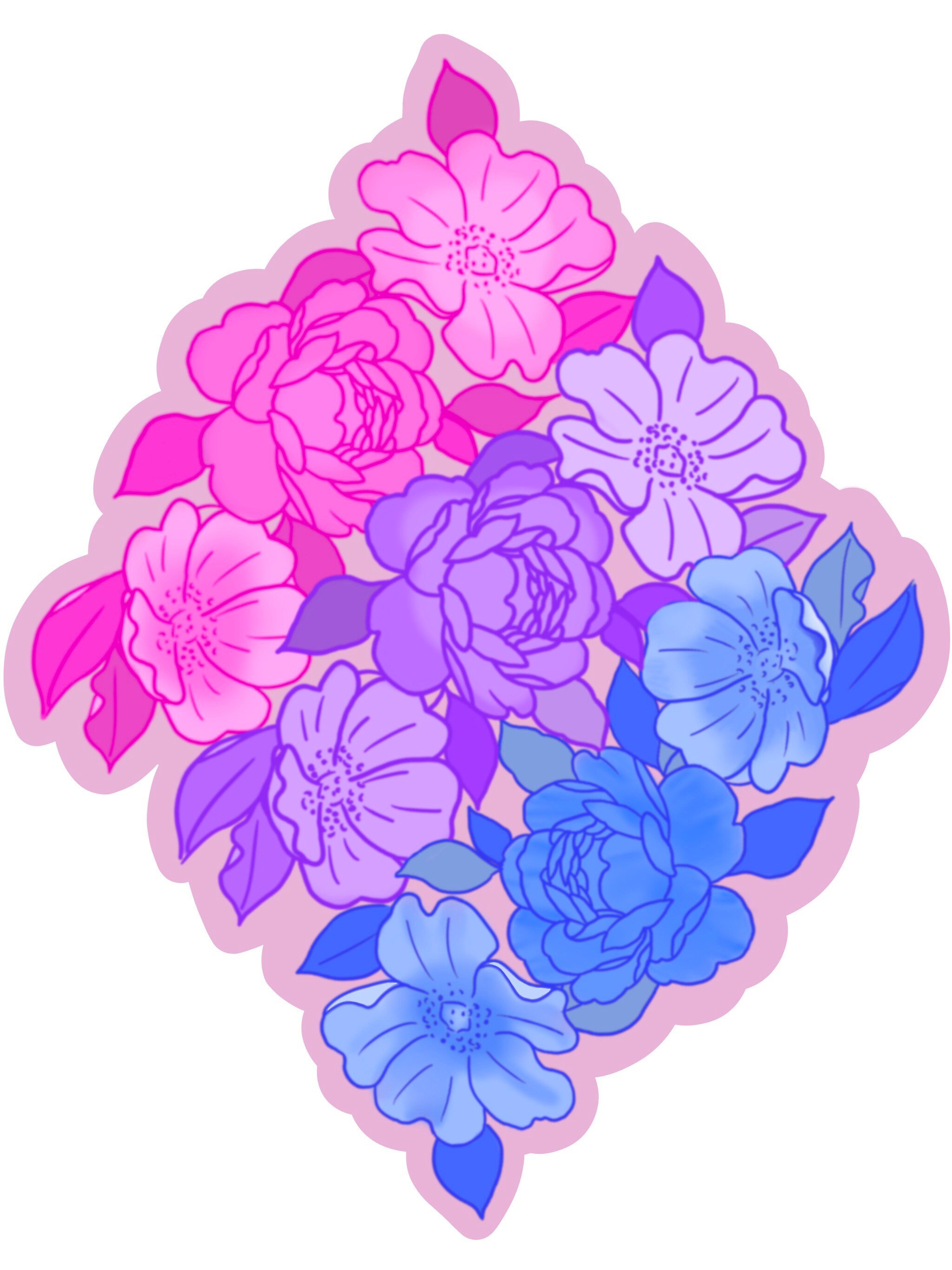 Bisexual Flag Floral Sticker| Bi Pride| Laptop and Waterbottle Sticker ...