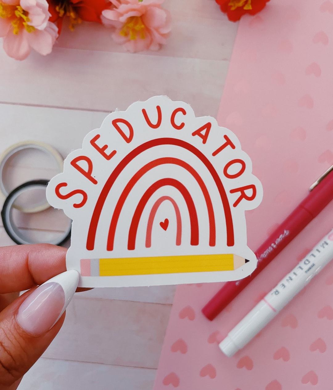 Speducator Rainbow Pencil Sticker - Etsy