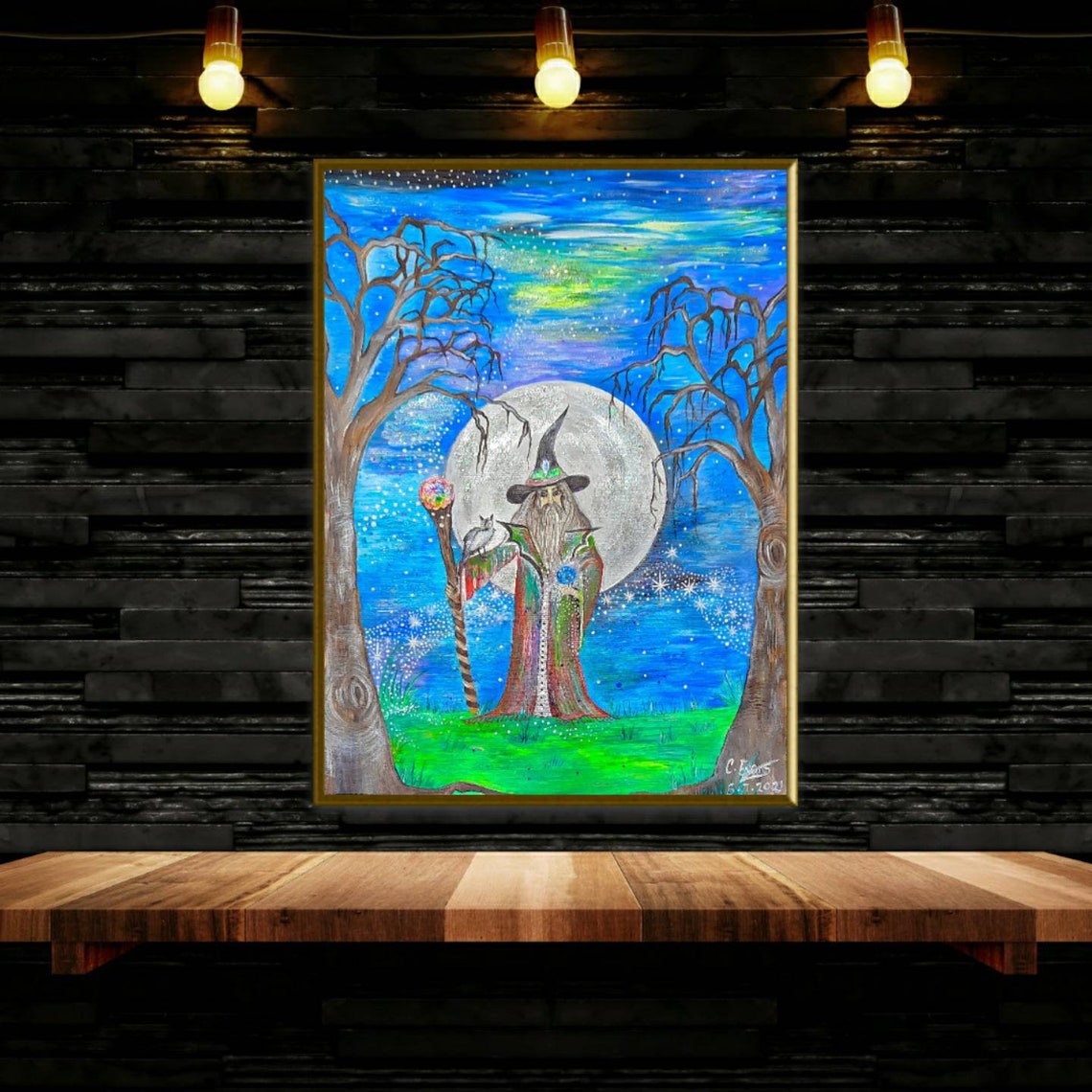 Wizard art print fantasy art wizard wall art merlin wizard | Etsy