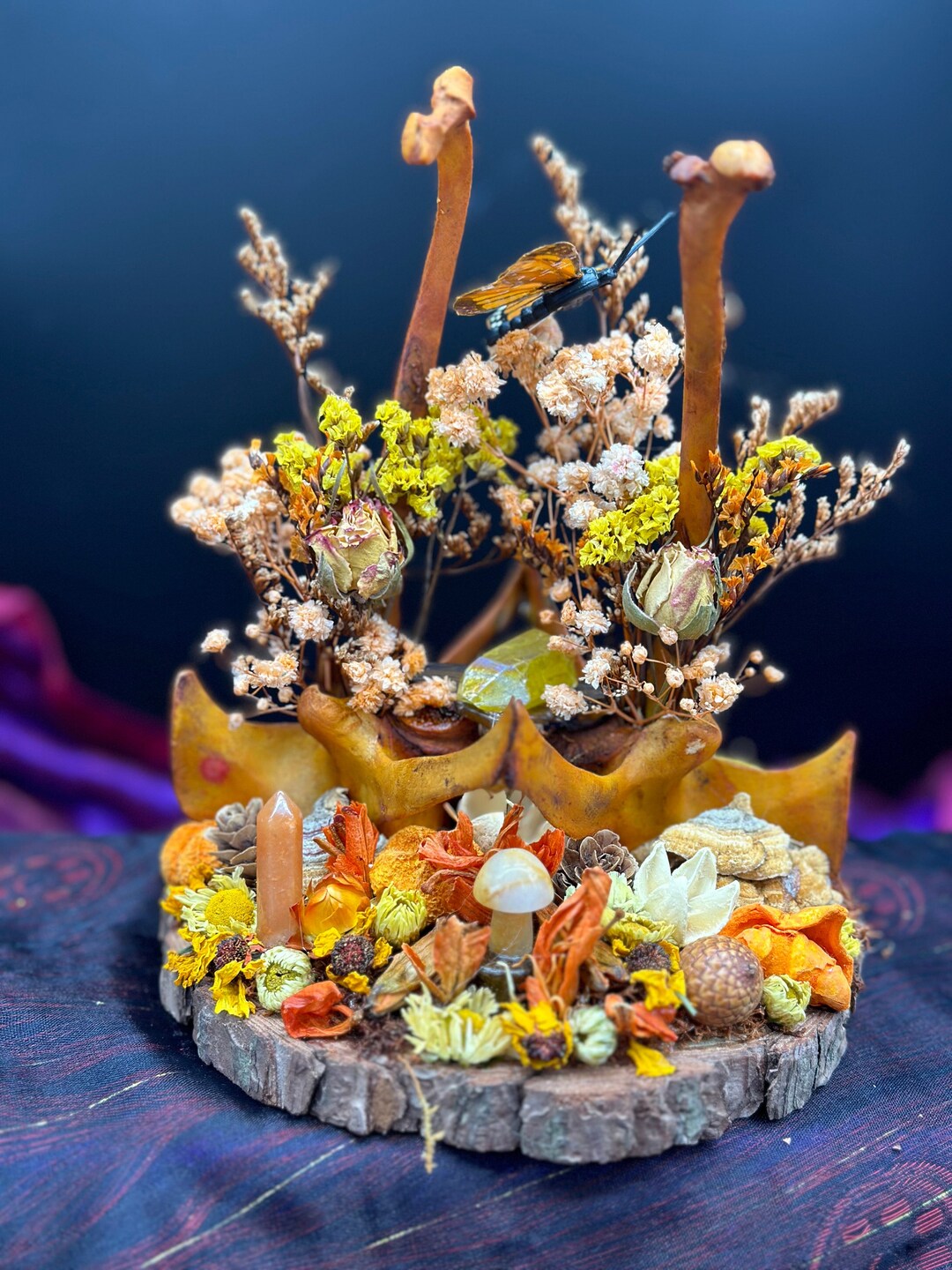 Deer Ribs and Deer Vertebrae Dried Floral Pedestal Arrangement - Etsy