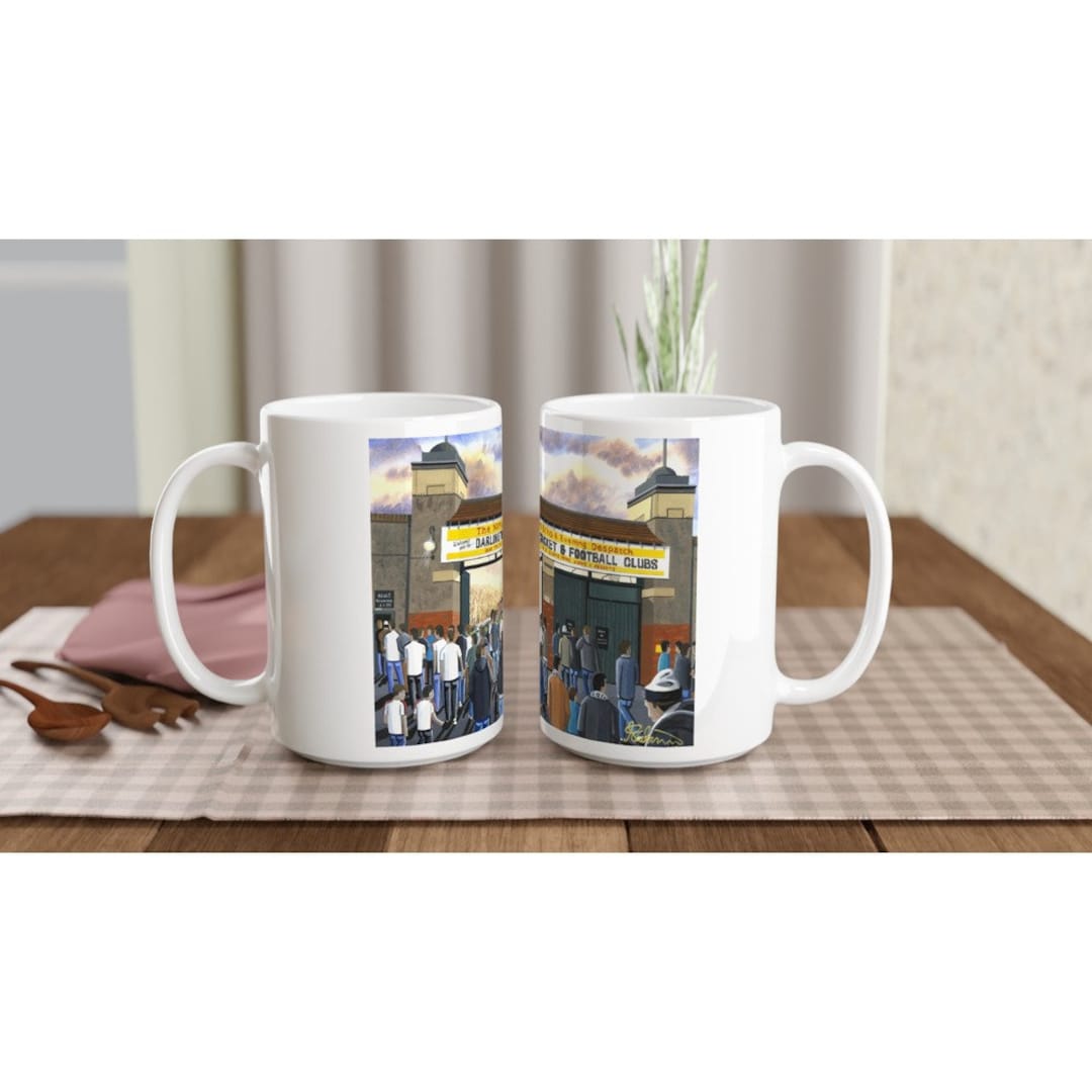 Darlington, Retro Feethams Stadium White 15oz Ceramic Football Mug ...