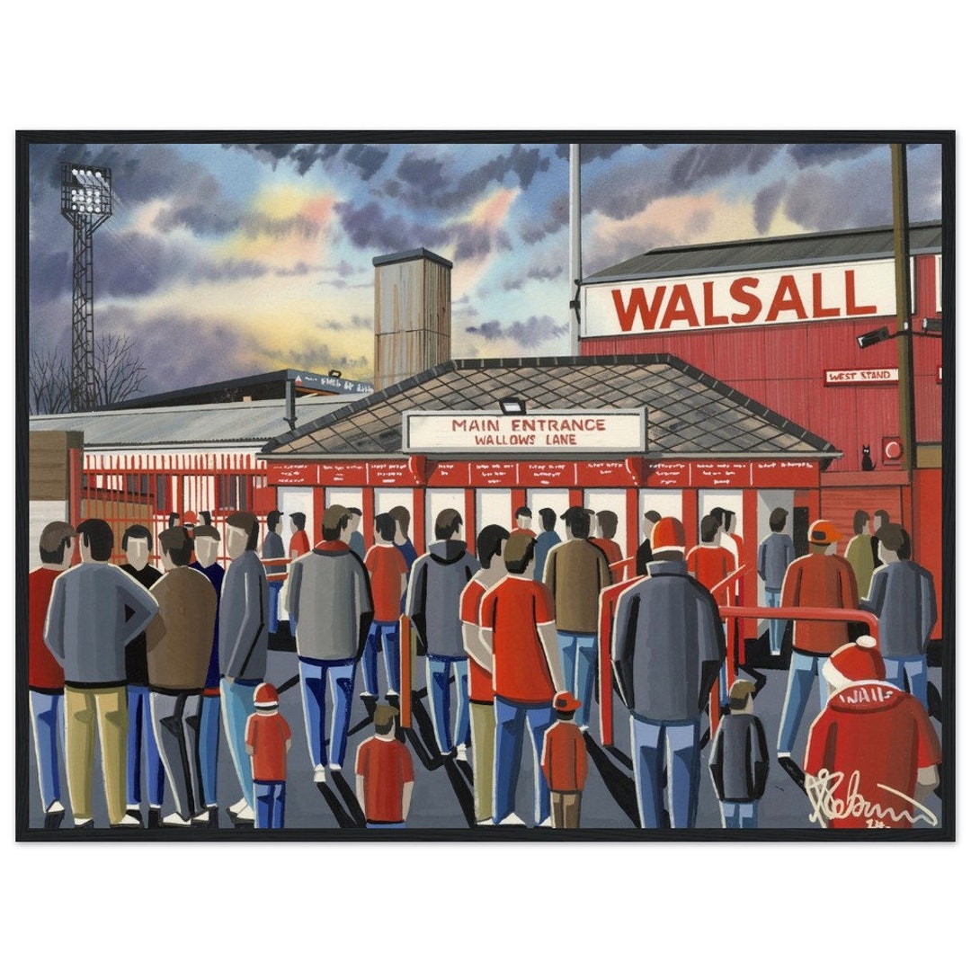 Walsall, Retro Fellows Park Football Stadium. Standard Wooden Framed ...