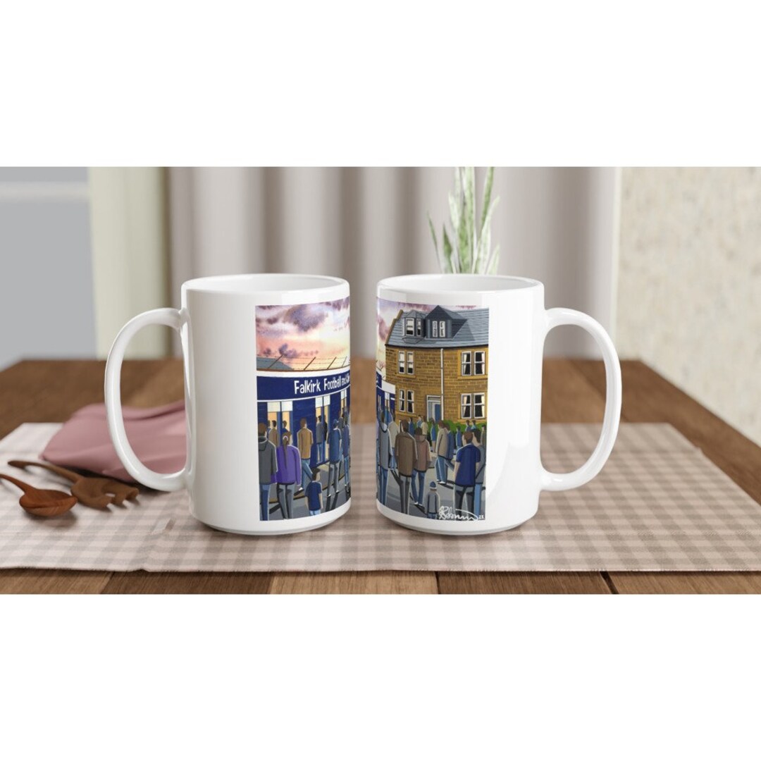 Falkirk, Retro Brockville Stadium White 15oz Ceramic Football Mug ...