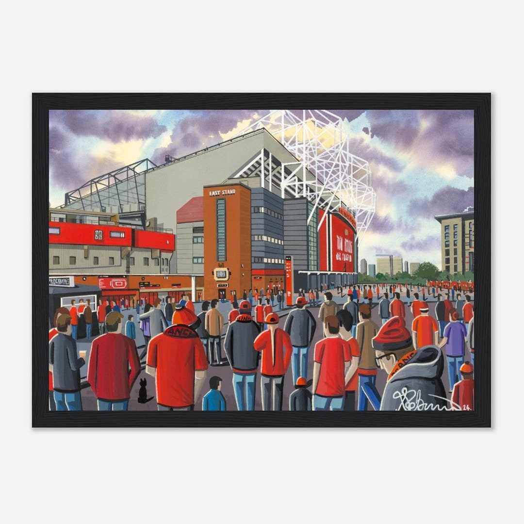 Manchester U, Old Trafford Stadium. Premium Matte Paper Wooden Framed ...