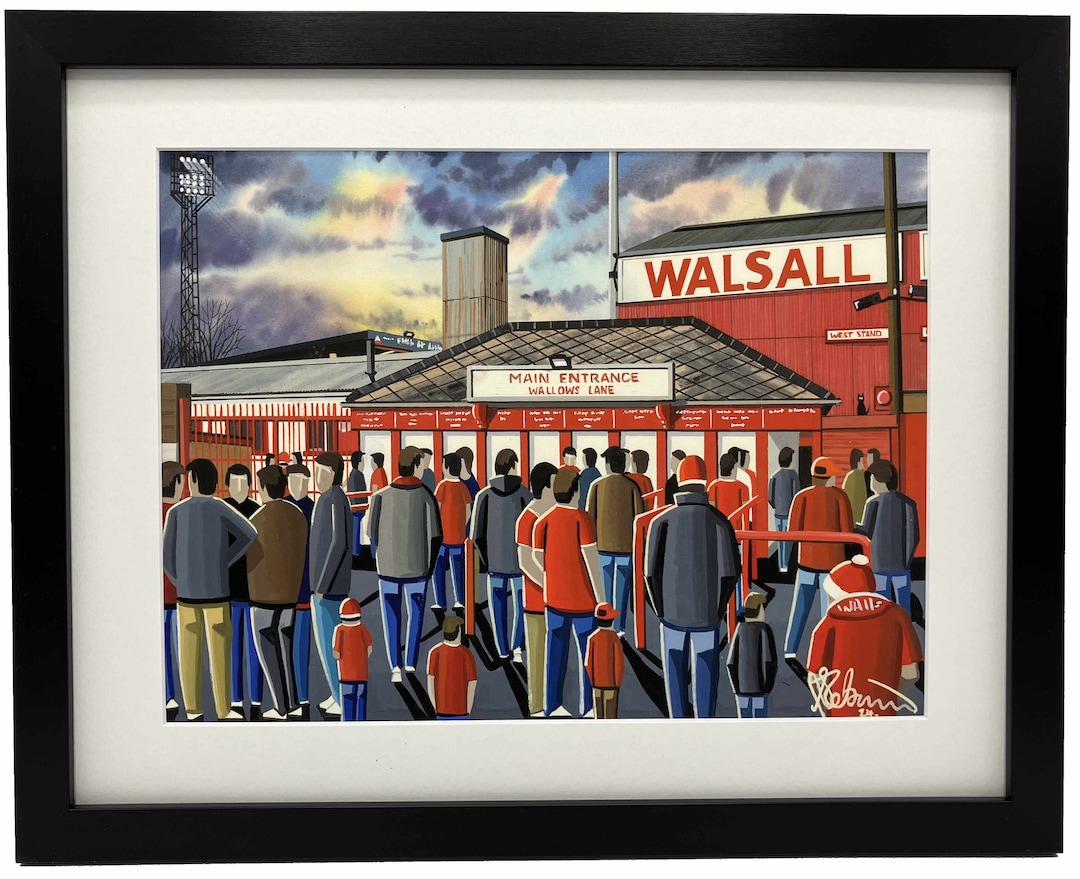 Walsall, Retro Fellows Park Stadium, Wall Art Framed Print, Football ...