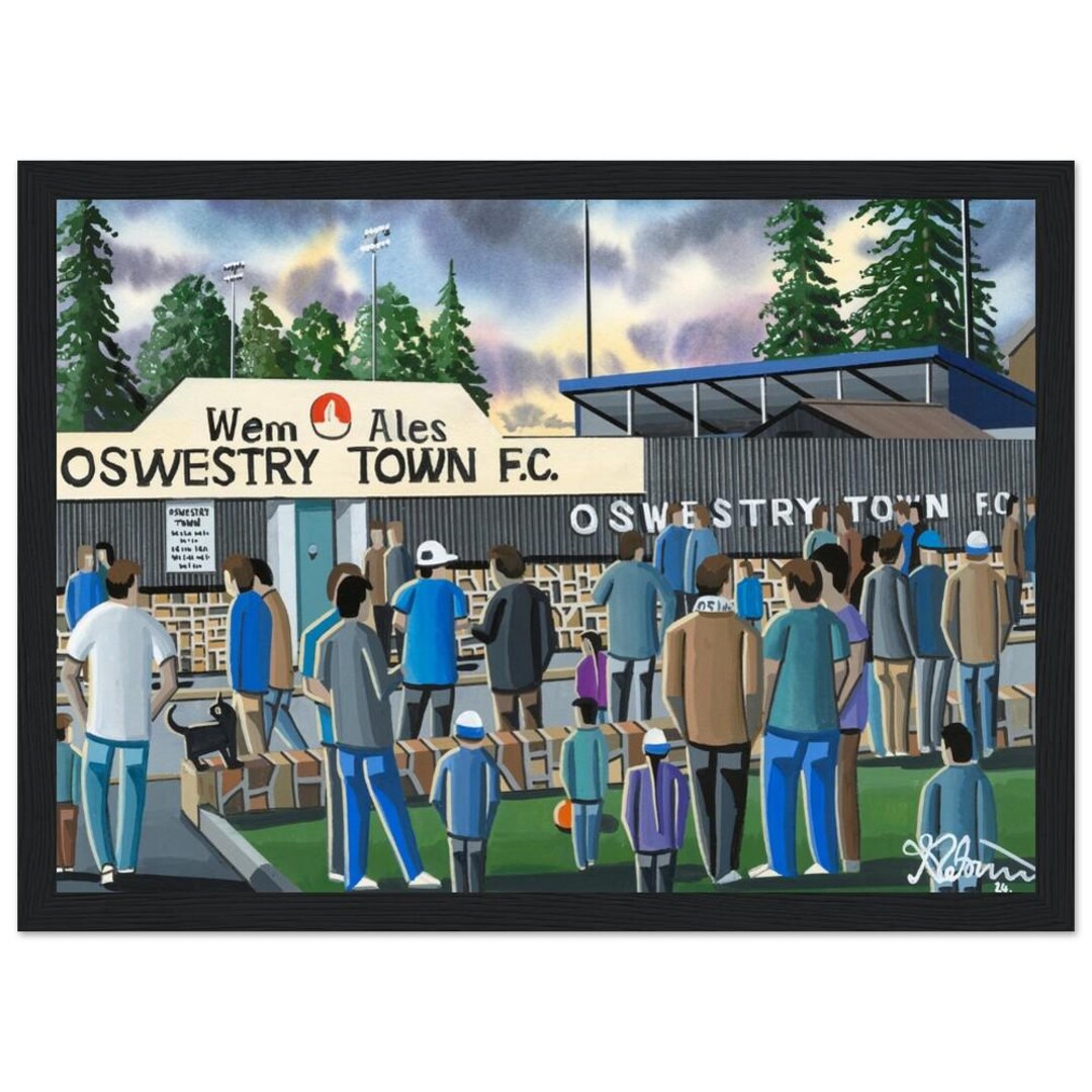 Oswestry Town, Retro Victoria Road. Premium Matte Paper Wooden Framed ...