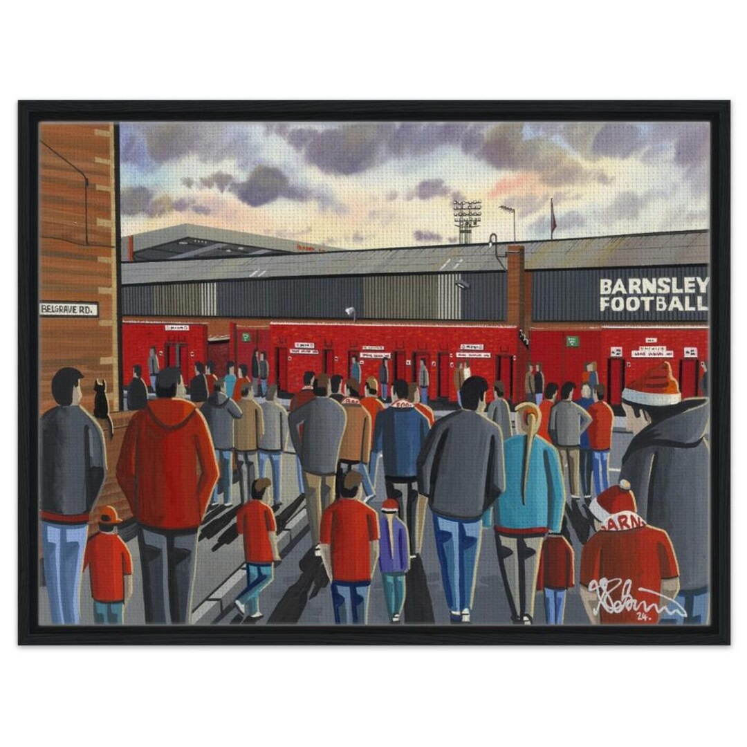 Barnsley, Oakwell Football Stadium. Framed Canvas Football Art Print ...