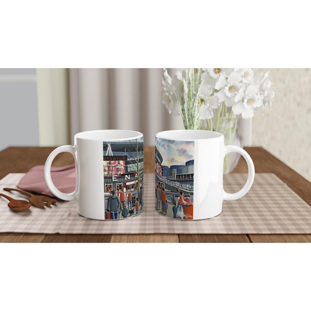 Arsenal, Memorabilia Football Stadium. White 11oz Ceramic Football Mug ...