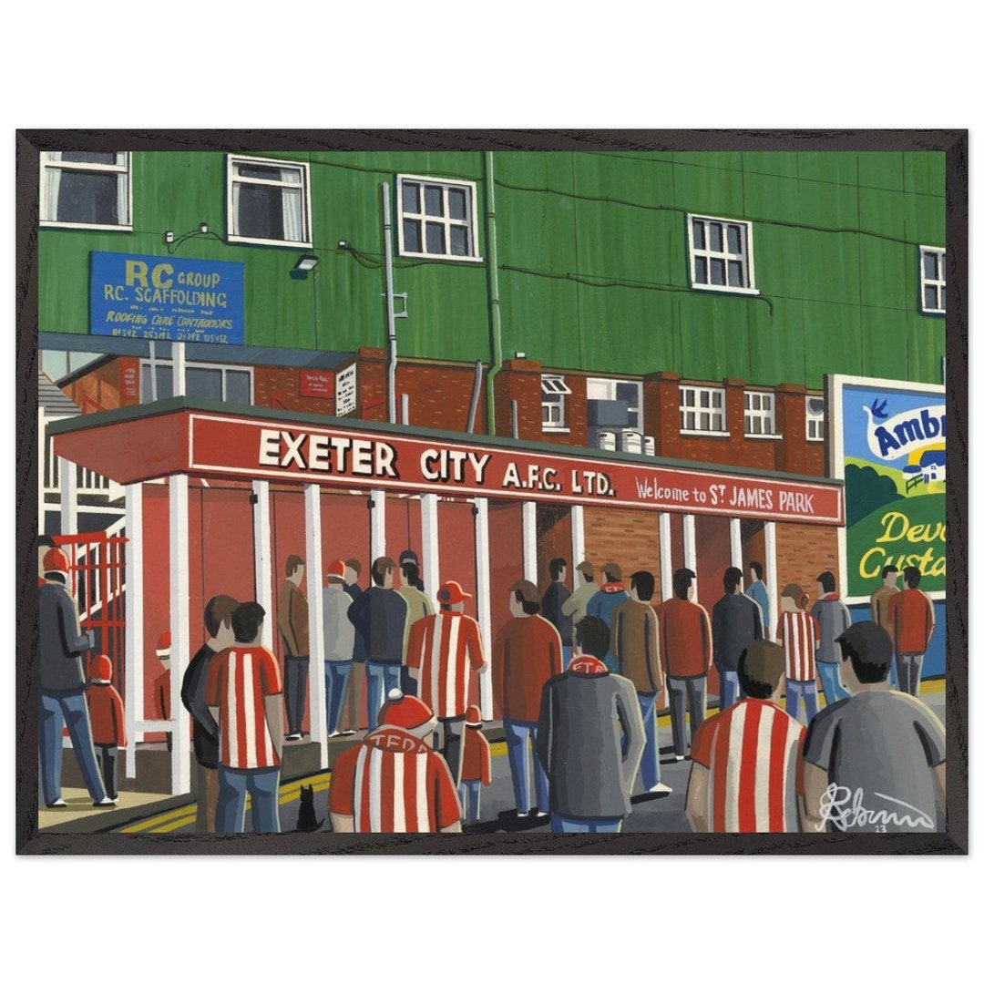 Exeter. Retro St James Pk Superior Framed Poster: City Football Club ...