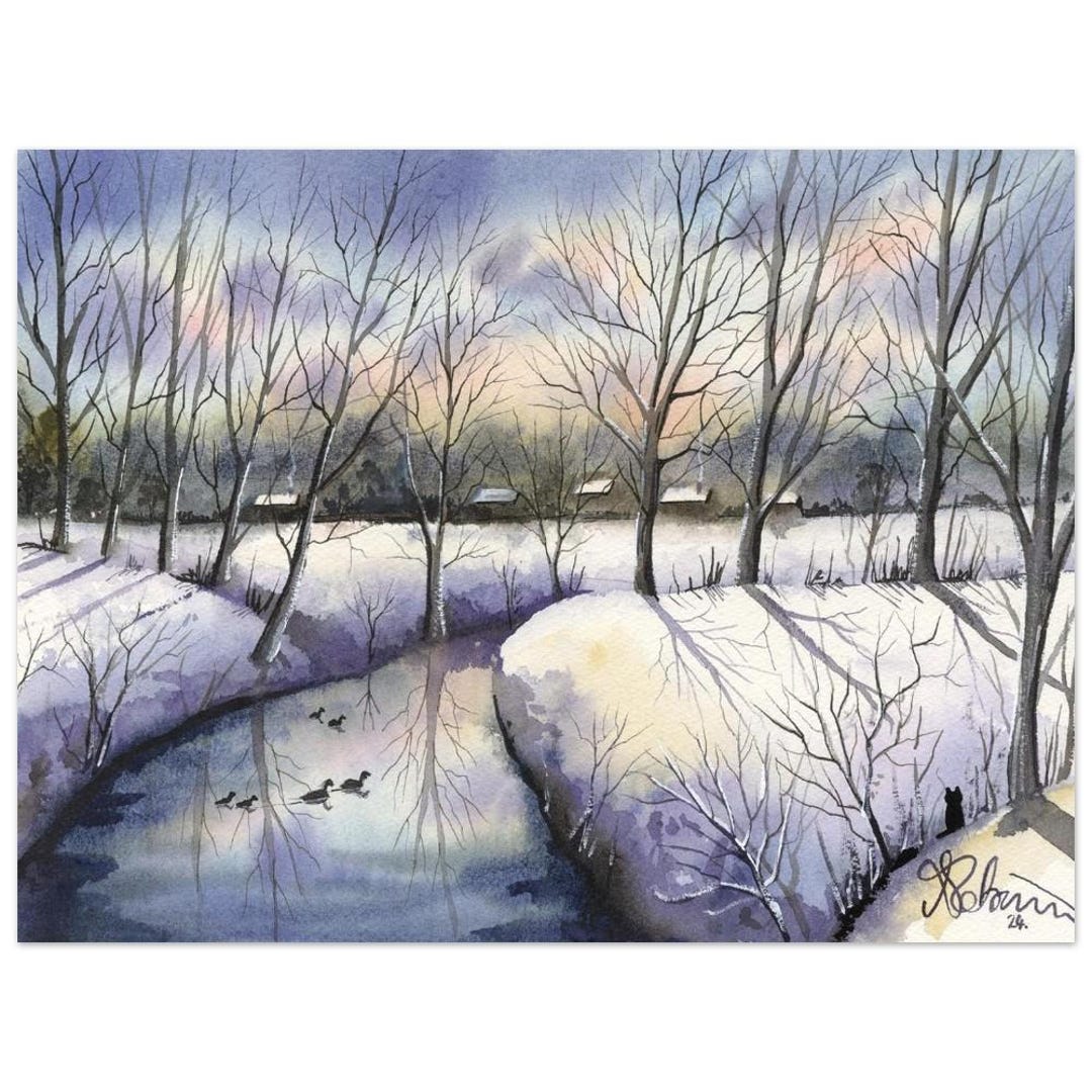 Fenland Snow Scene Standard Poster: Cambridgeshire Winter Art Print - Etsy