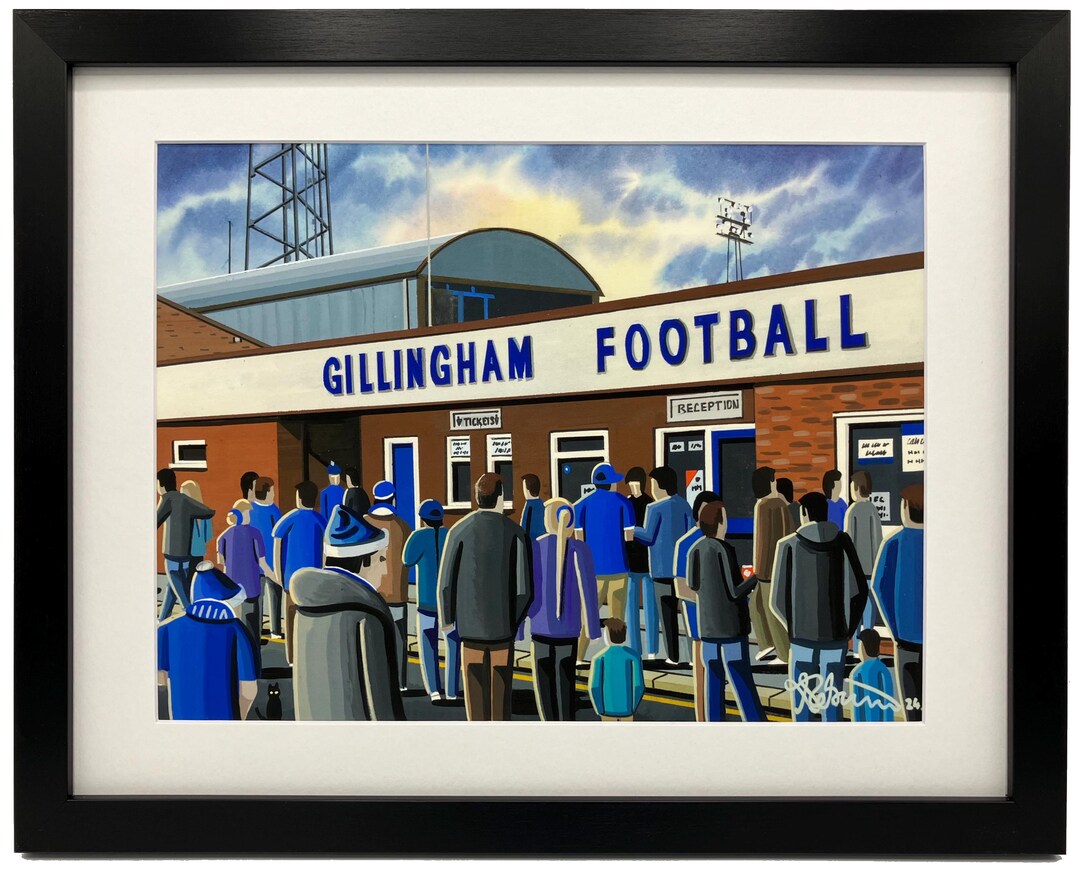 Gillingham. Framed Football Club FC Print, Priestfield Retro Stadium ...