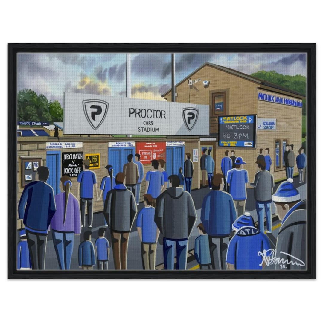 Matlock, Causeway Lane Stadium. Framed Canvas Football Art Print. Wall ...