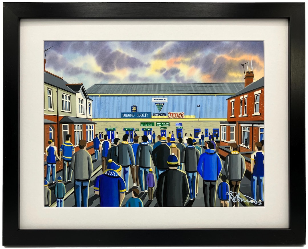 Warrington. Framed Rugby Club Print, Retro Wilderspool Stadium Art ...