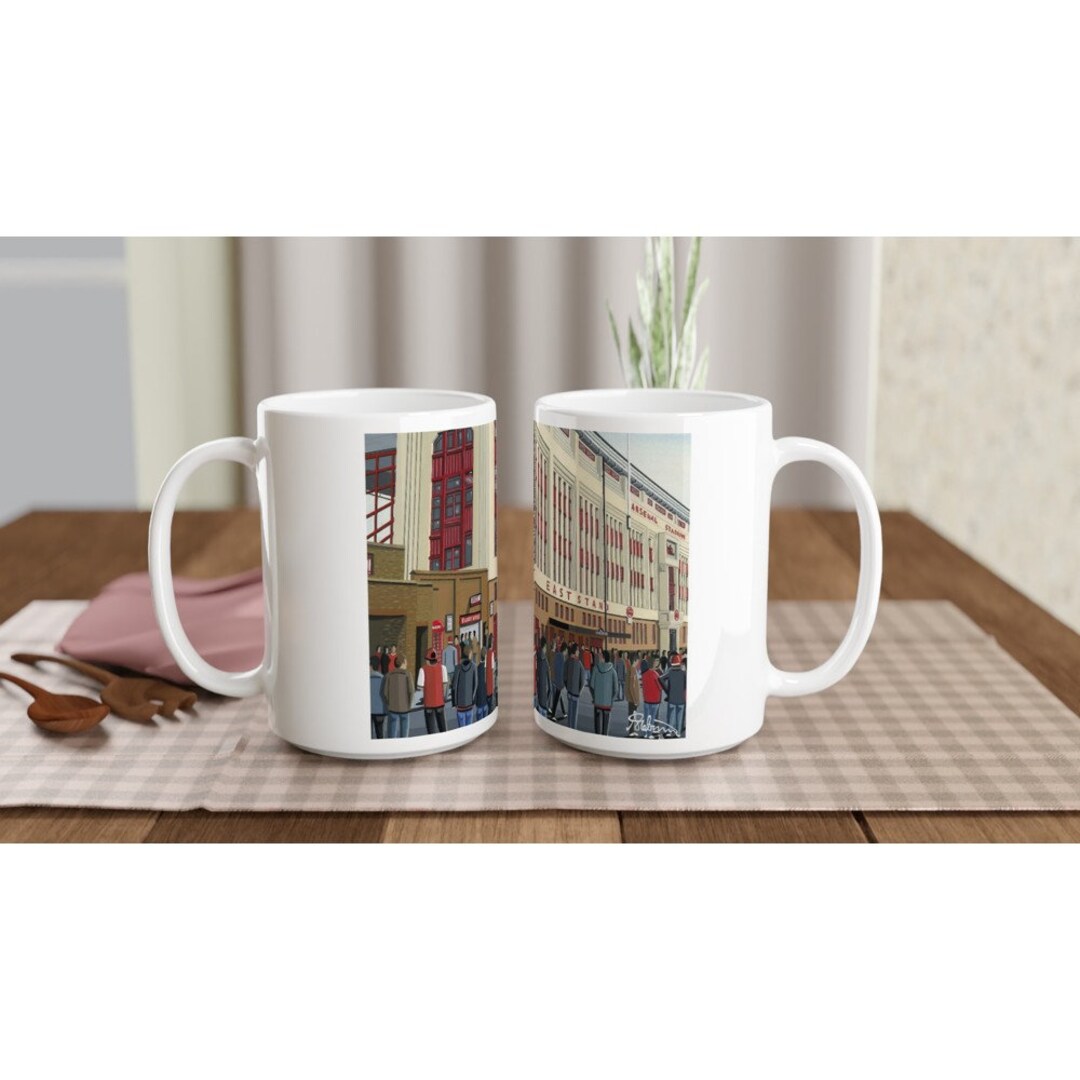 Arsenal, Retro Highbury Stadium White 15oz Ceramic Football Mug ...