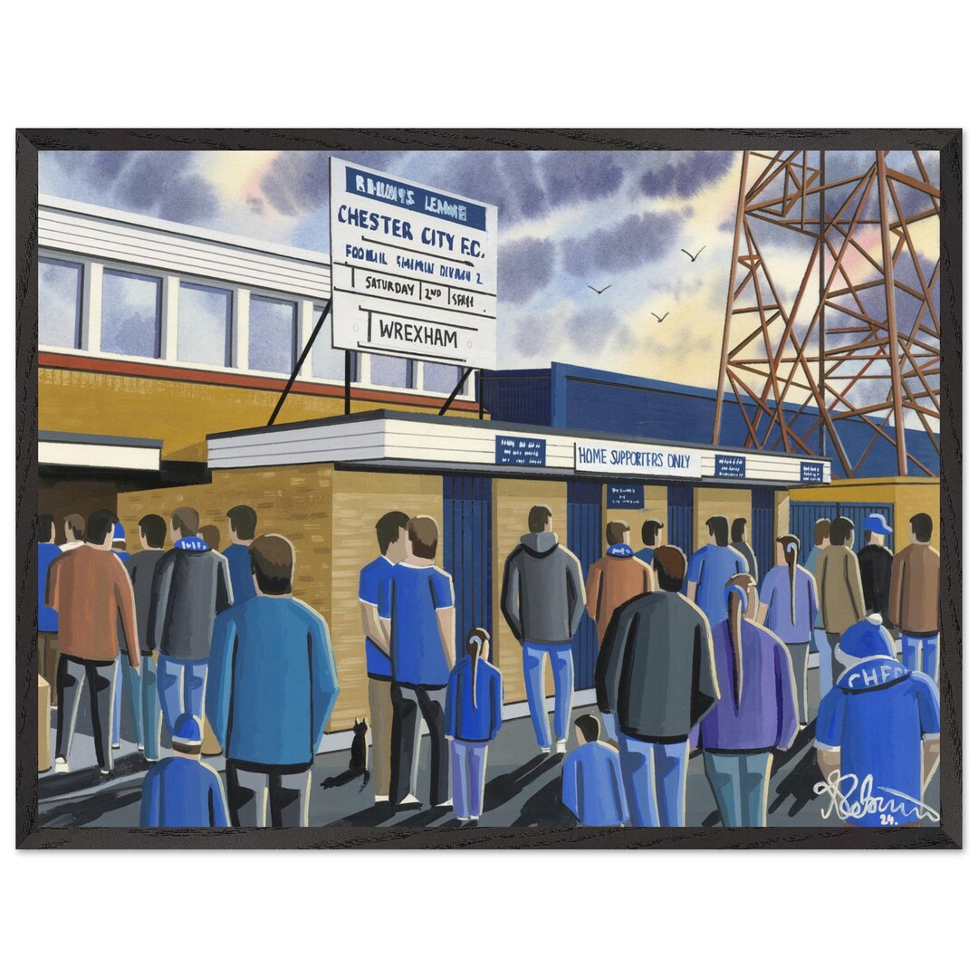Chester City, Retro Sealand Road Stadium. Superior Wooden Framed Poster ...