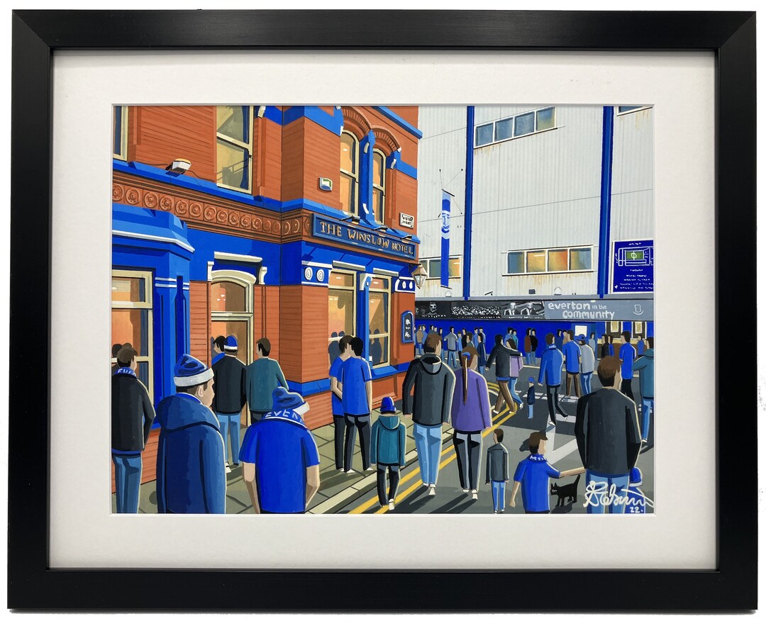 Everton, Retro 1990's Goodison Park Stadium. Framed, High Quality ...
