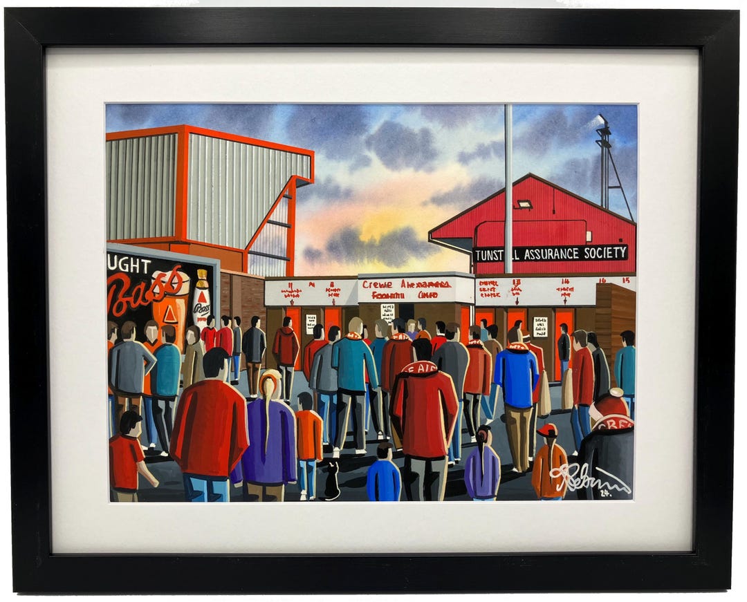 Crewe, Retro Gresty Road Stadium. Framed, High Quality Football ...
