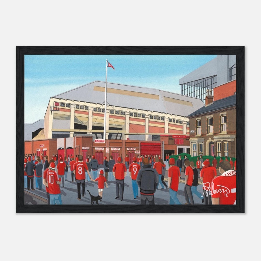 Liverpool, Retro Anfield Stadium. Premium Matte Paper Wooden Framed A4 ...