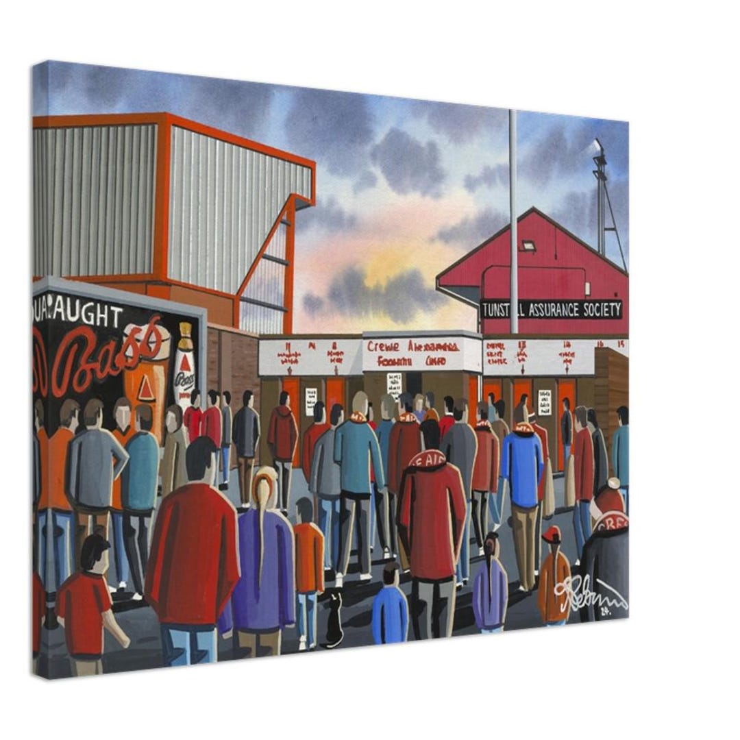 Crewe, Retro Gresty Road Stadium. Football Club Canvas Print. Ideal ...