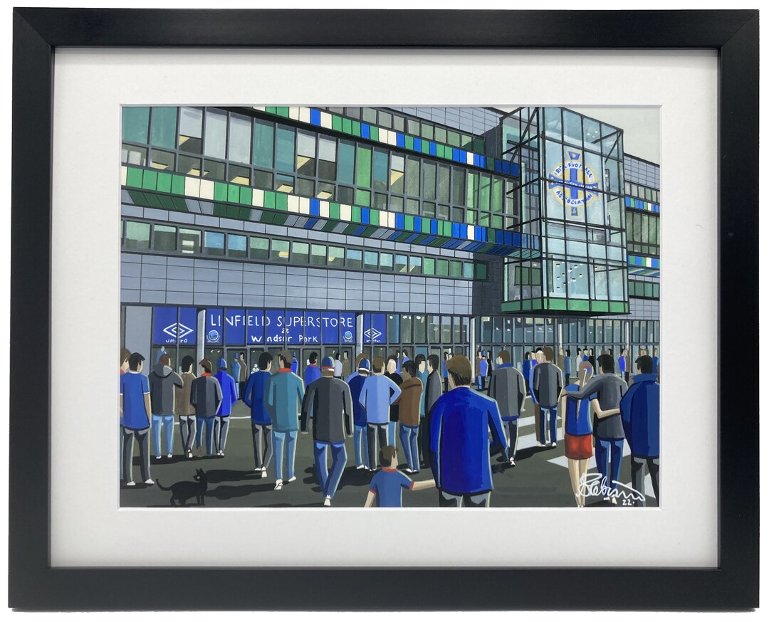 Linfield, Windsor Pk Stadium, Wall Art Framed Print, Football Club FC ...