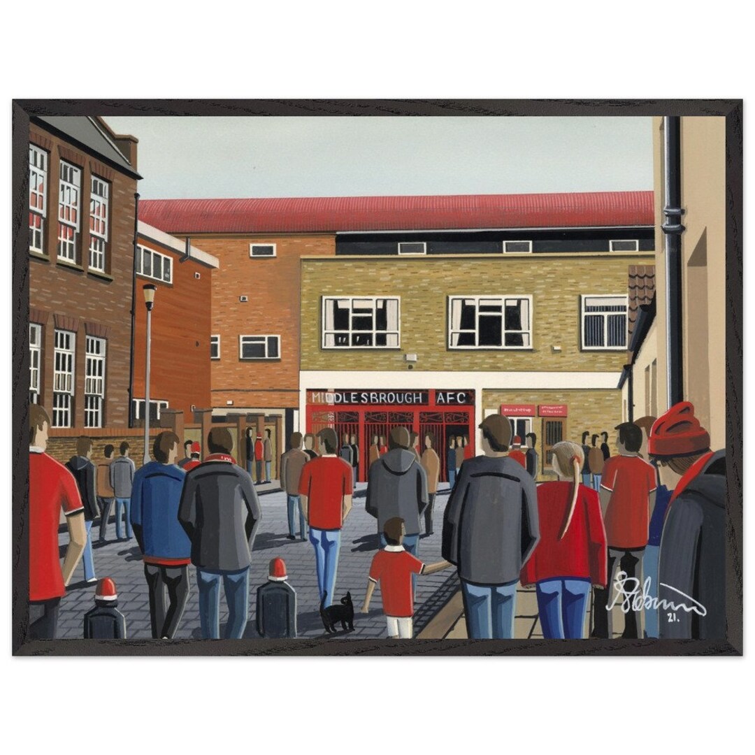 Middlesbrough, Retro Ayresom Park Stadium. Superior Wooden Framed ...