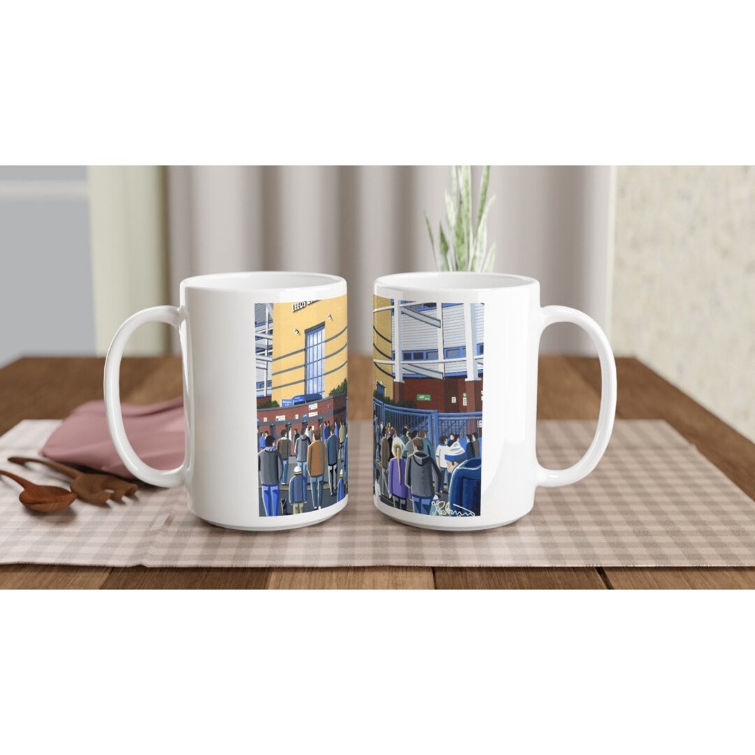 Leeds, Elland Stadium White 15oz Ceramic Football Mug. Football Club FC ...