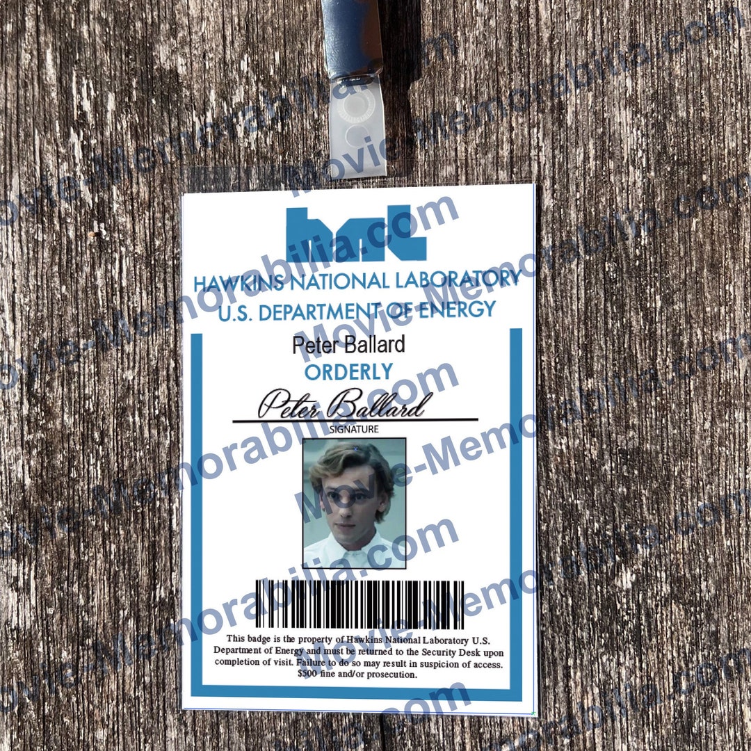 Stranger Things Peter Ballard 'one' Cosplay Replica Hawkins Lab ID ...