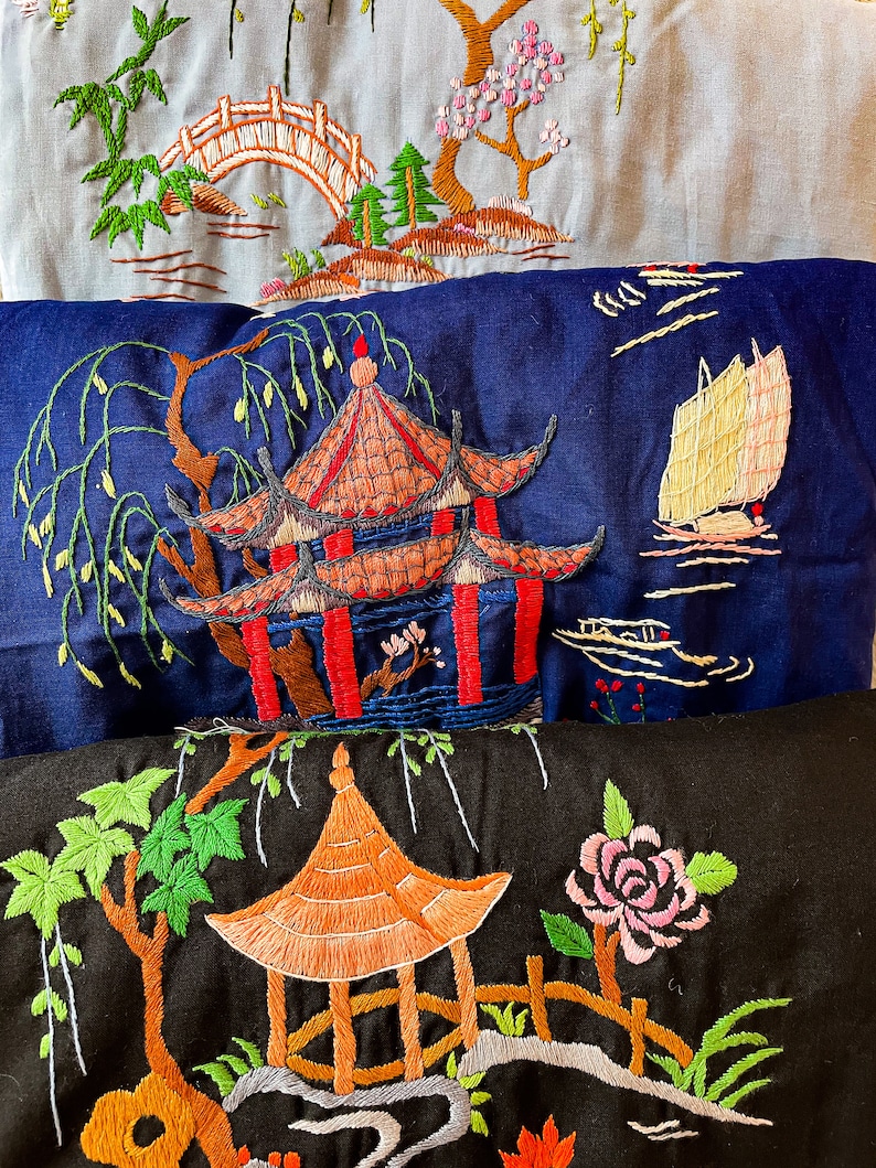 Vintage Chinese Hand Stitched Embroidery on Kimono Robe - Etsy