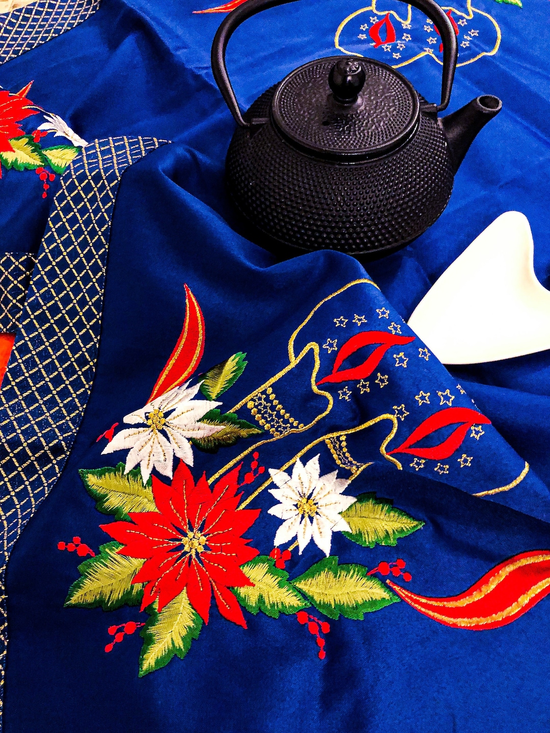 Mantel chino vintage chino cosido a mano bordado 98x98cm - Etsy España