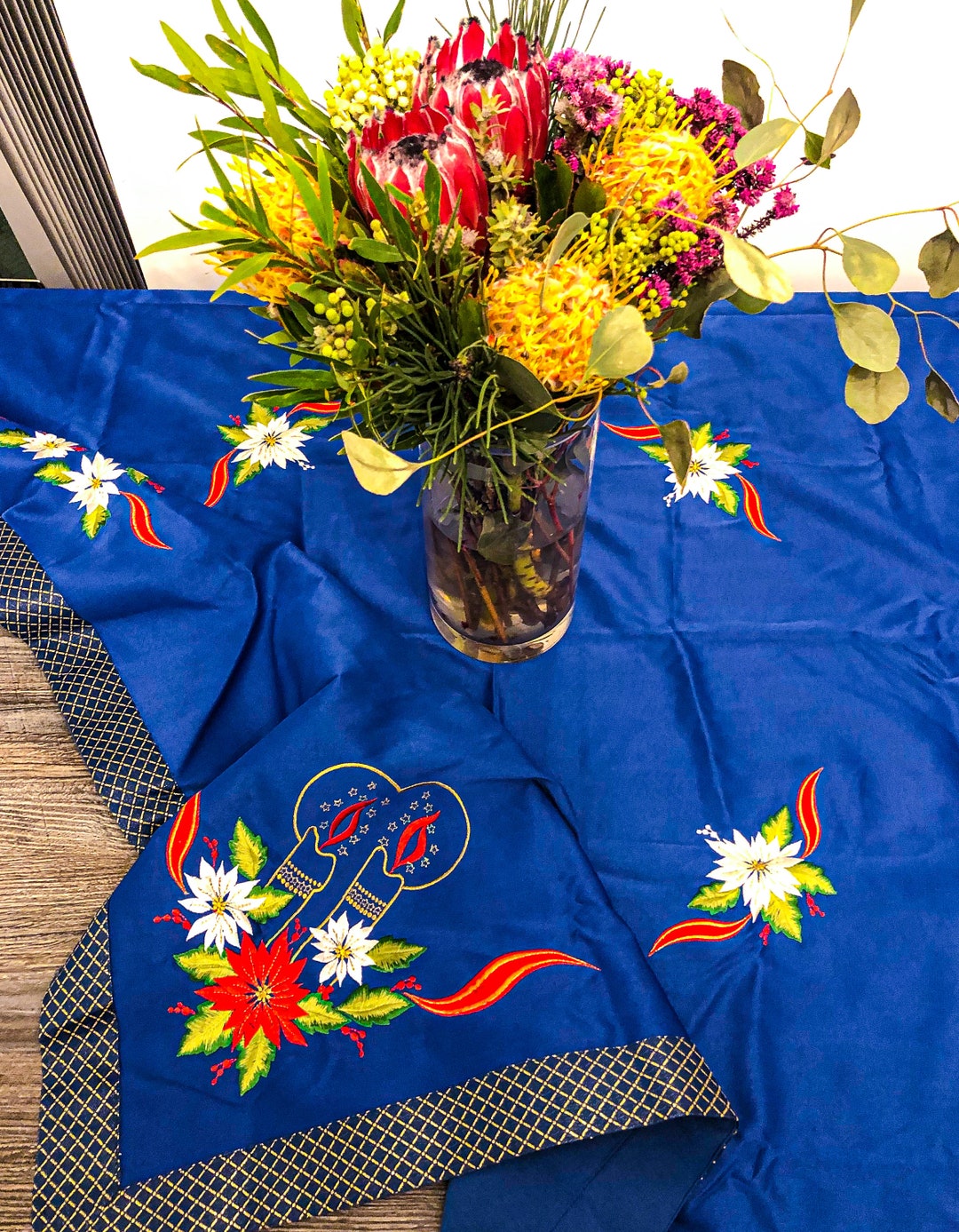 Mantel bordado chino vintage cosido a mano (156x156cm) - Etsy España