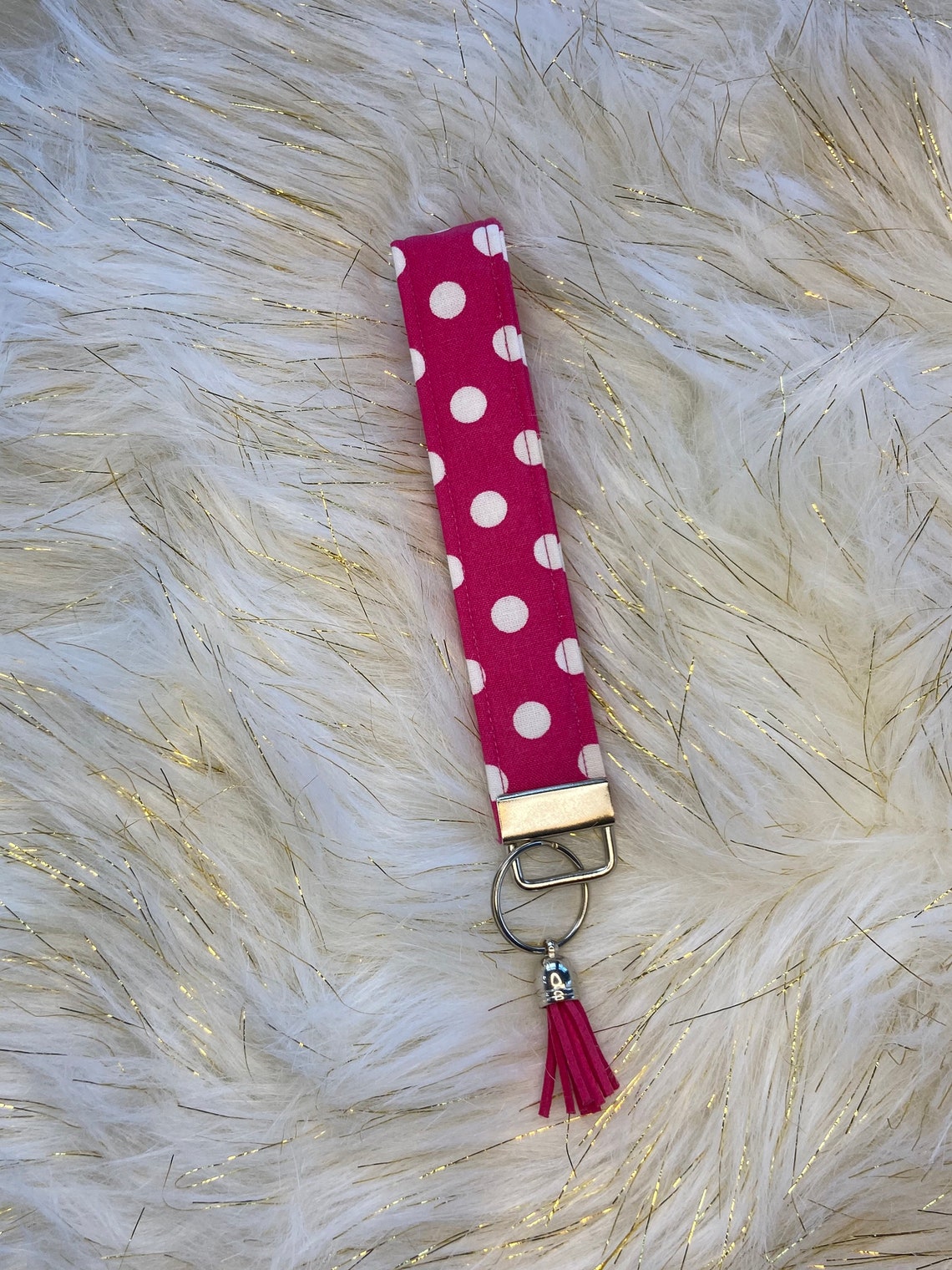 Pink Polka Dot Key Fob - Etsy
