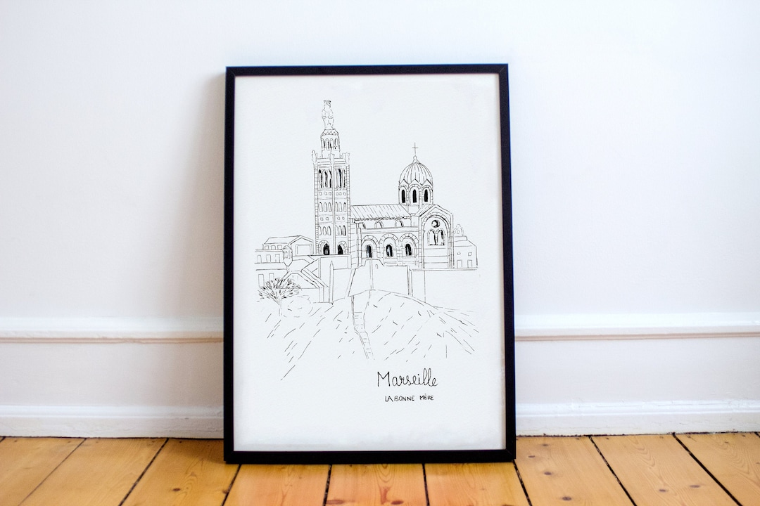 Marseille, La Bonne Mère, Notre-dame De La Garde Basilica - Black ...