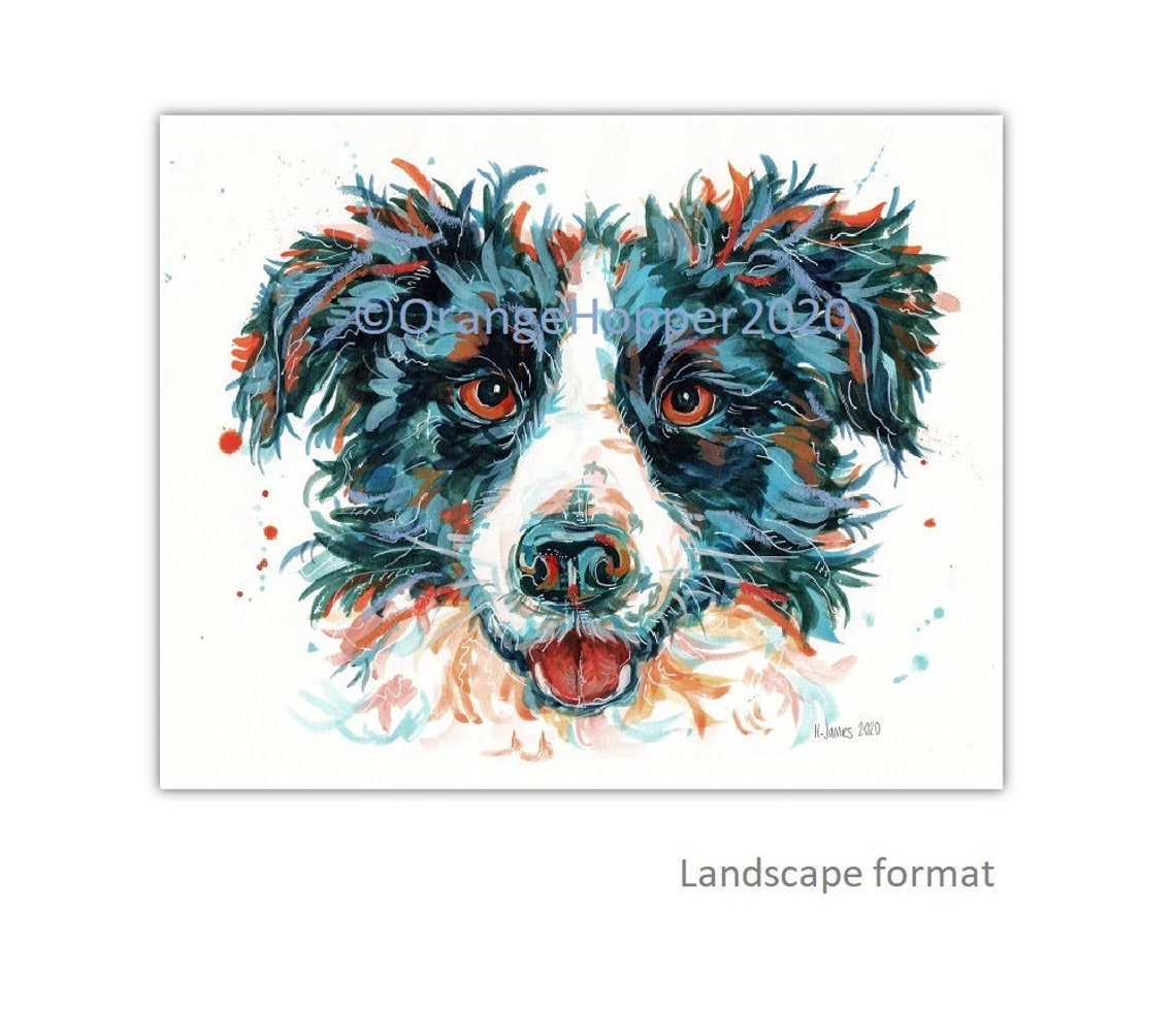 Border Collie Print / Border Collie Art / Sheepdog Painting / - Etsy