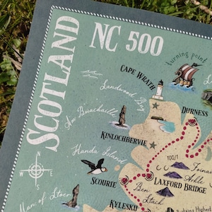 NC500 Illustrated Map Print of Scotland A3 - Etsy