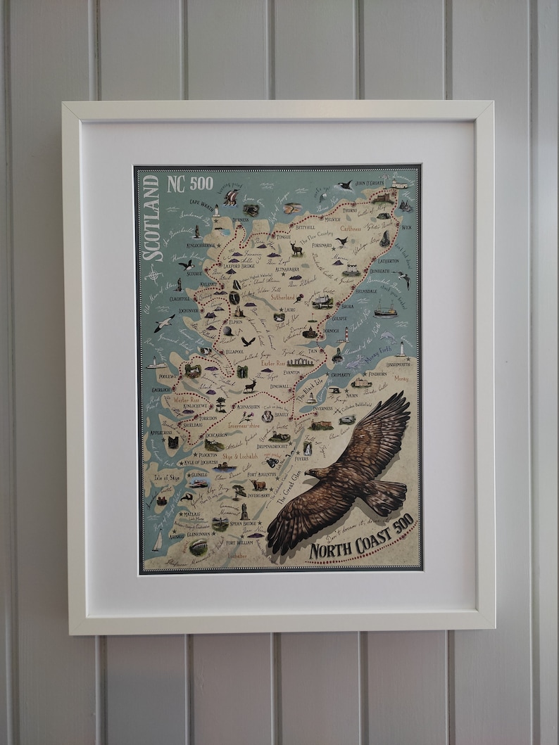 NC500 Illustrated Map Print of Scotland A3 - Etsy