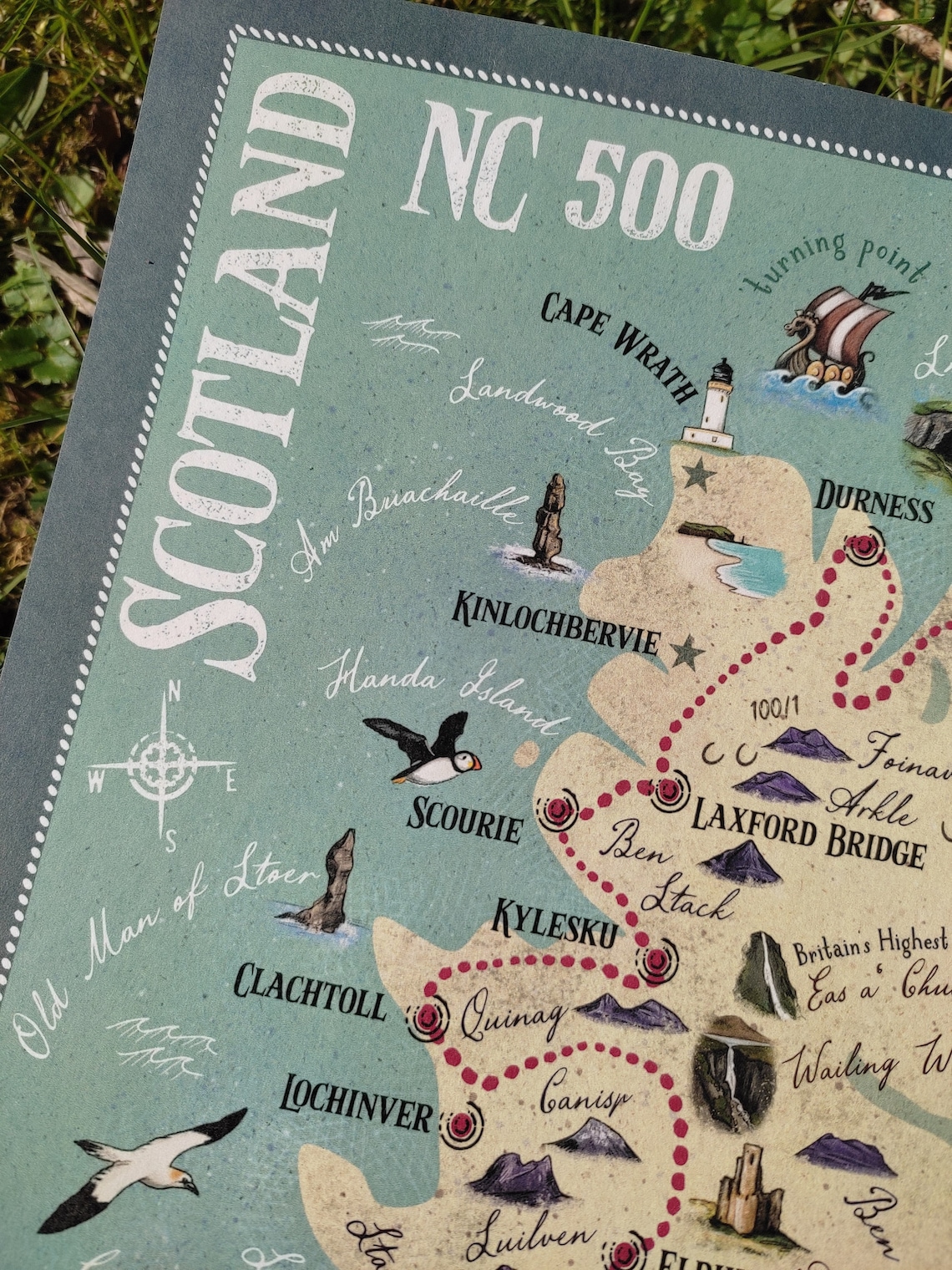 NC500 Illustrated Map Print of Scotland A3 - Etsy