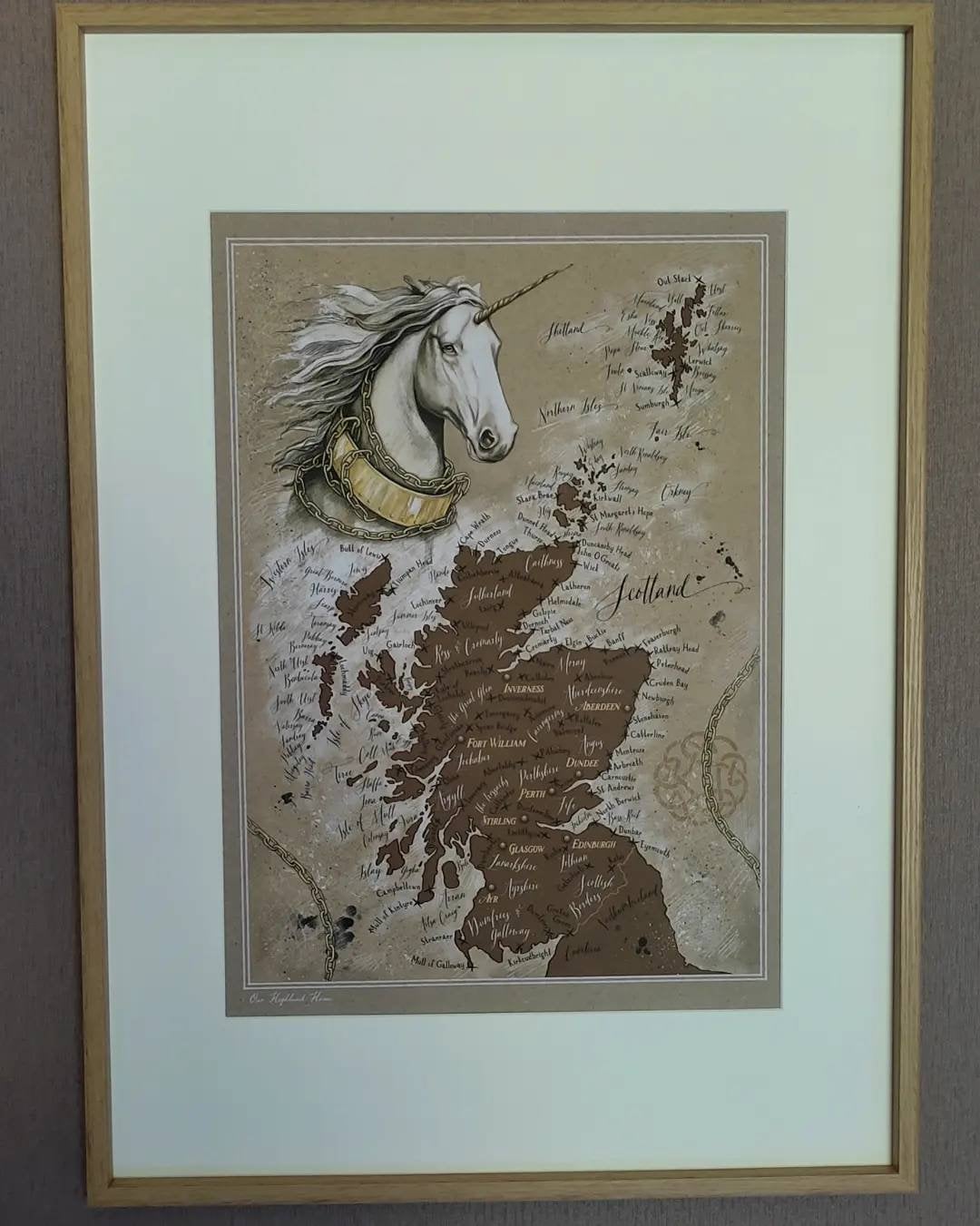Illustrated Map of Scotland, With Scottish National Animal the Unicorn. Great Gift for Any Fan ...