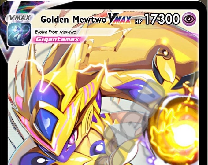 Golden Mewtwo VMAX Pokemon Card - Etsy
