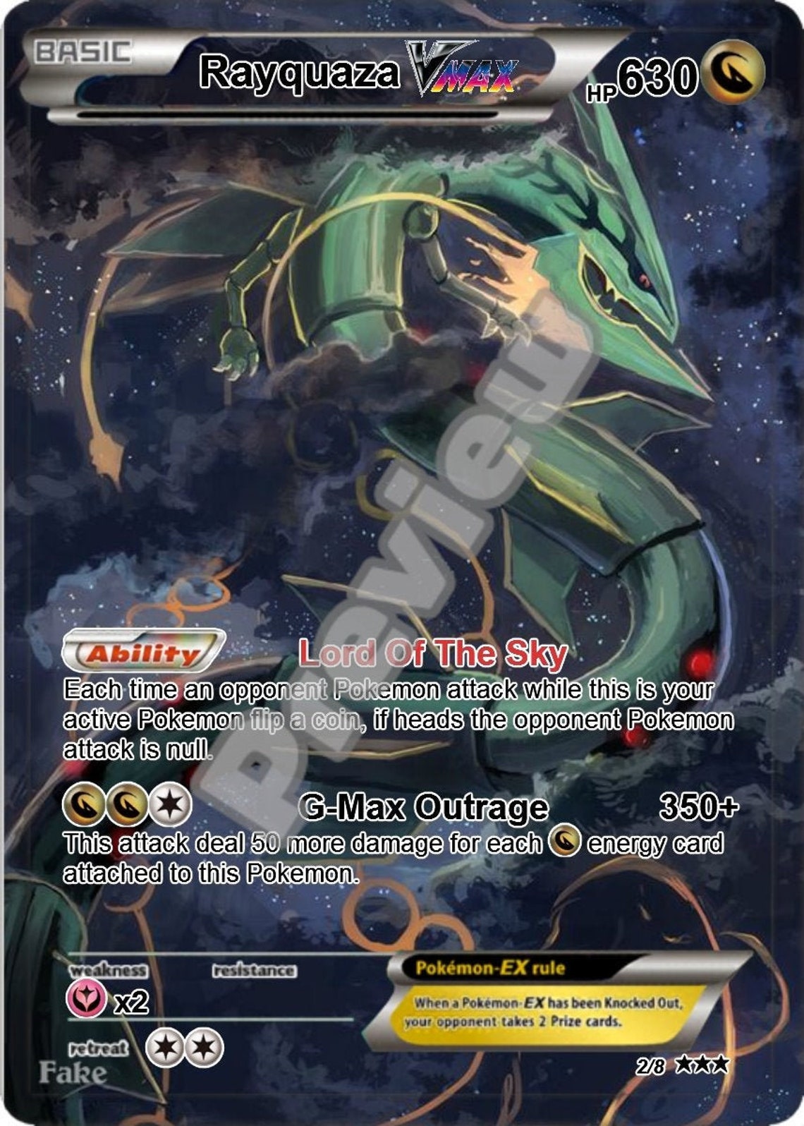 Rayquaza VMAX Gx Gmax Gigantamax Ex Pokemon Card - Etsy