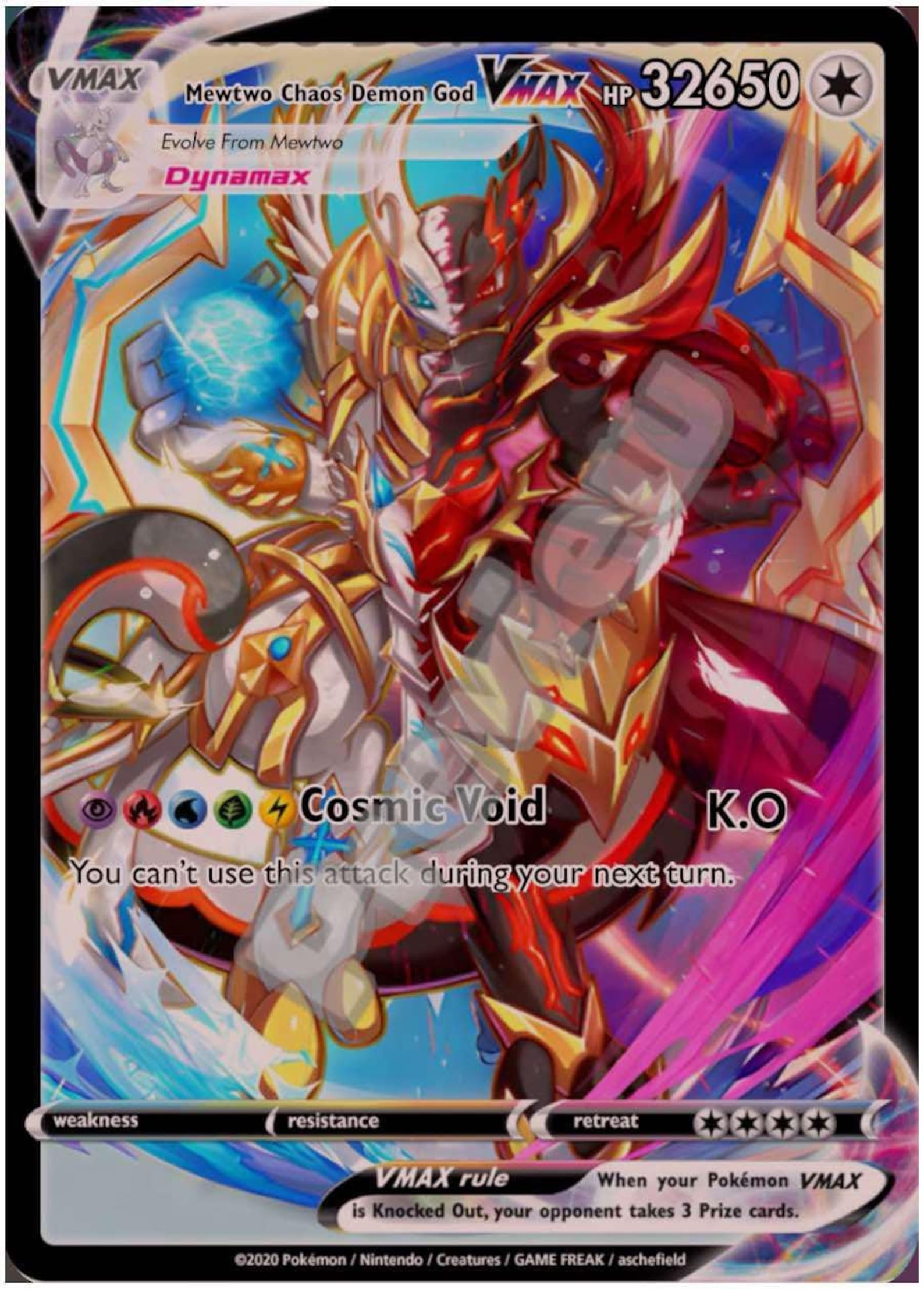 Mewtwo Chaos Demon God VMAX Pokemon Card - Etsy