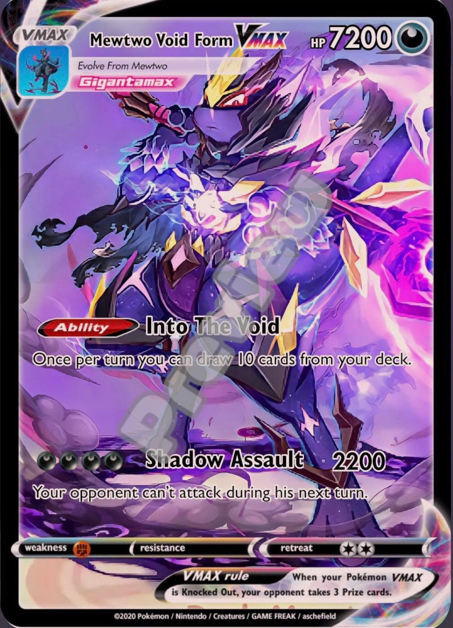 Mewtwo Void Form VMAX Pokemon Card - Etsy Canada
