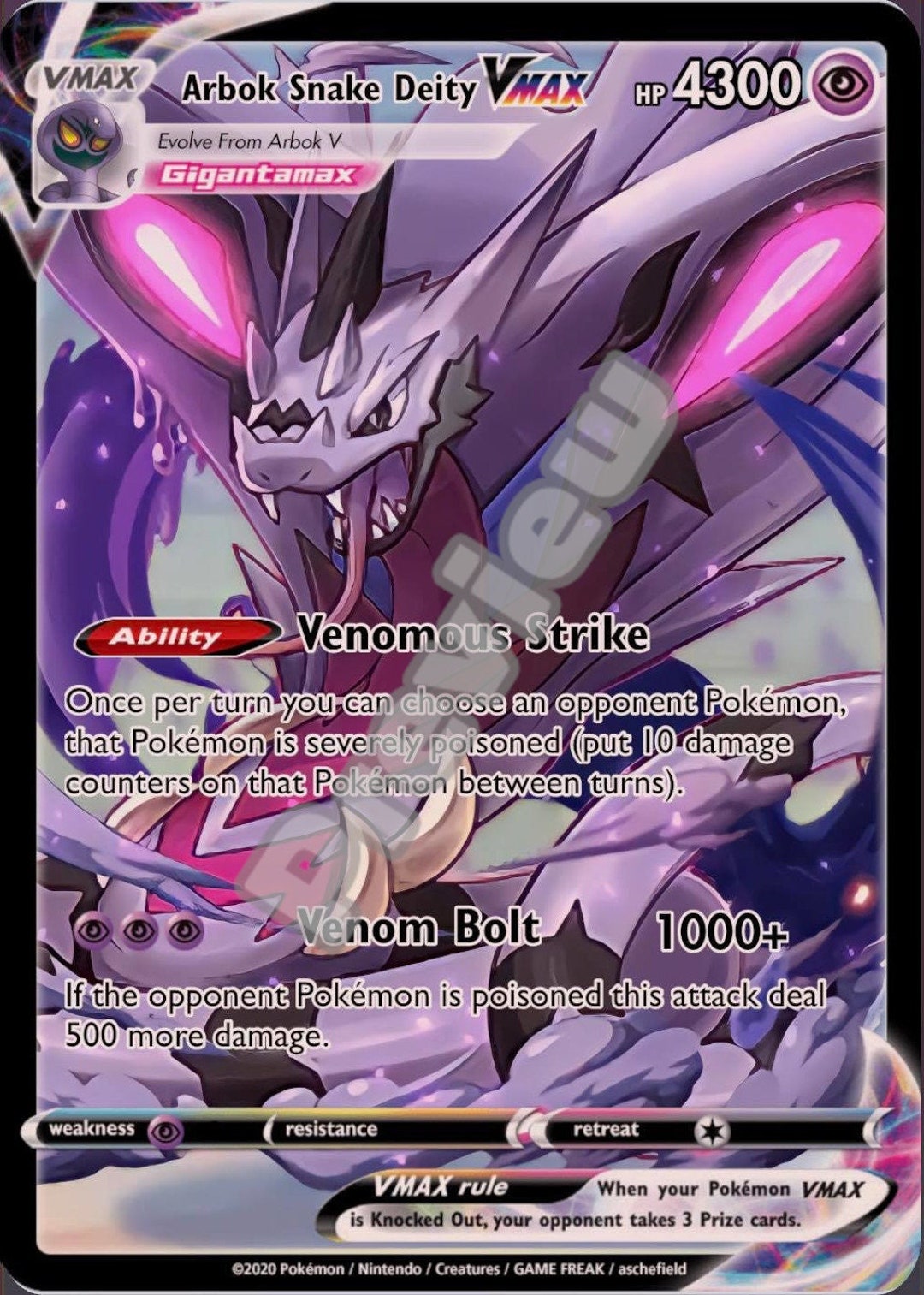Arbok Snake Deity VMAX Pokemon Card - Etsy