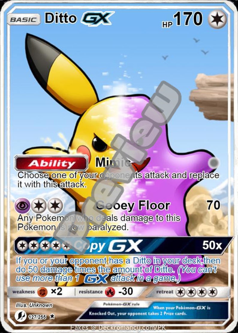 Ditto GX Gmax Vmax Gigantamax Ex Pokemon Card - Etsy