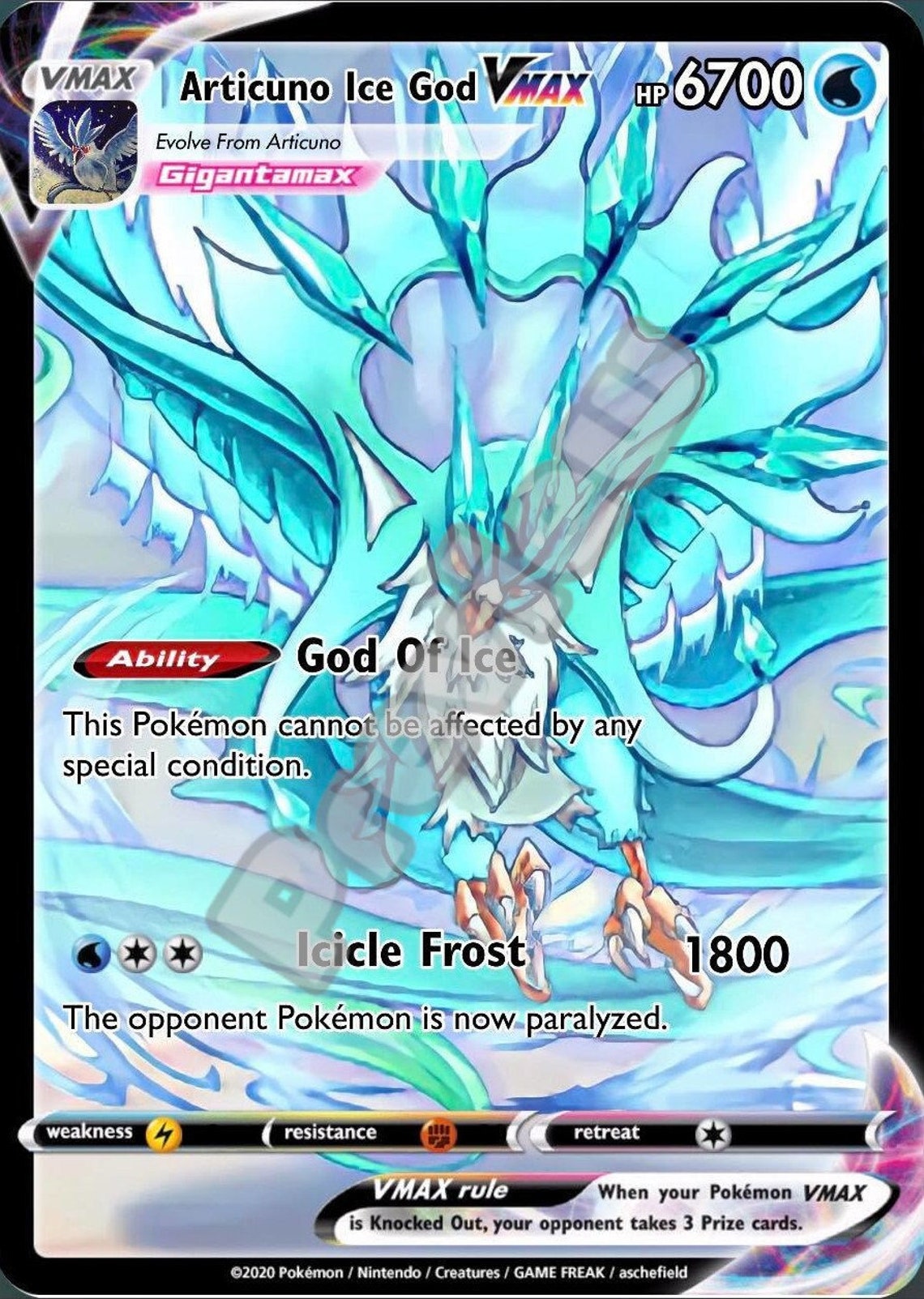 Articuno Ice God VMAX Pokemon Card - Etsy