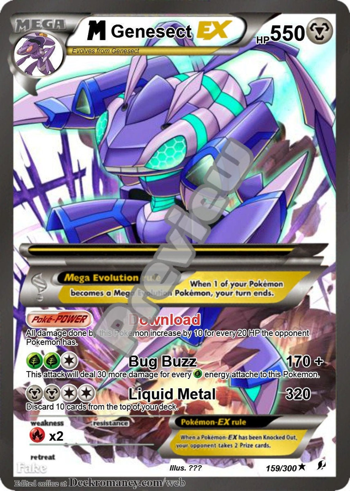 M Genesect EX Pokemon Card - Etsy