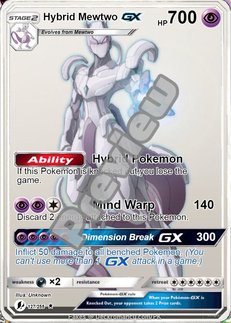 Hybrid Mewtwo GX Pokemon Card - Etsy