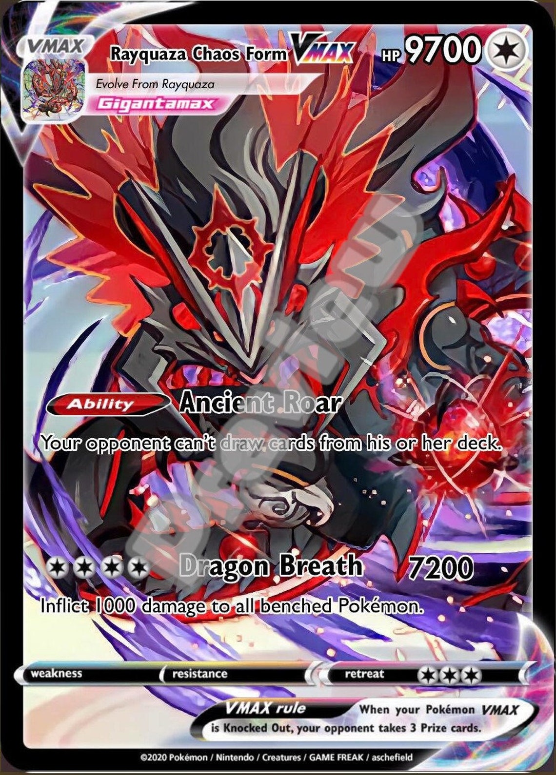 Rayquaza Chaos Form VMAX Pokemon Card - Etsy