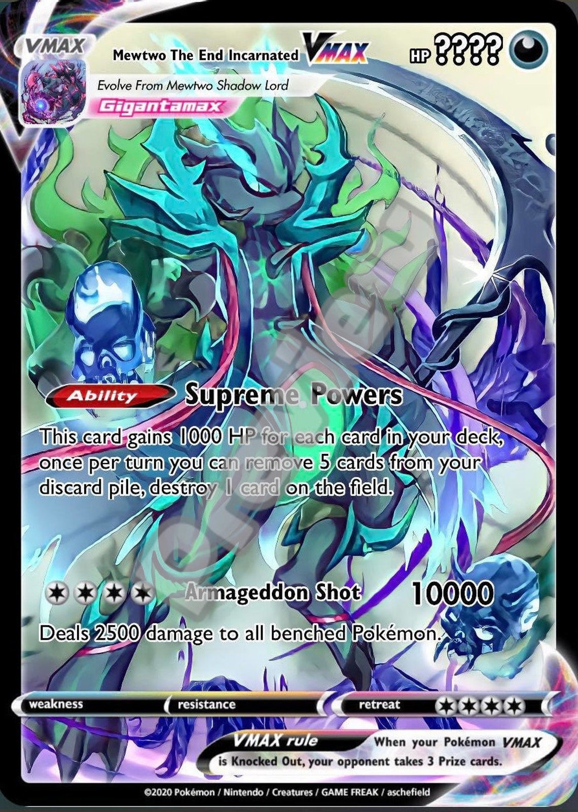 Mewtwo the End Incarnated VMAX Pokemon Card - Etsy Canada