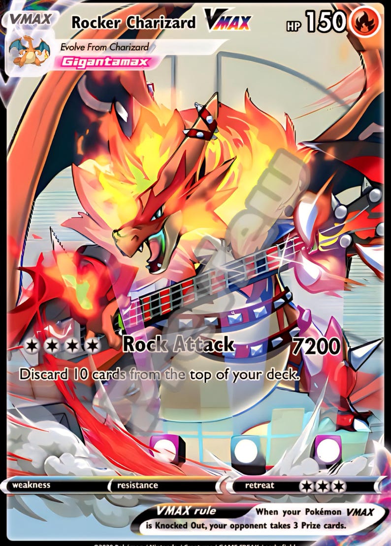 Rocker Charizard Gx Gmax Vmax Gigantamax Ex Pokemon Card - Etsy